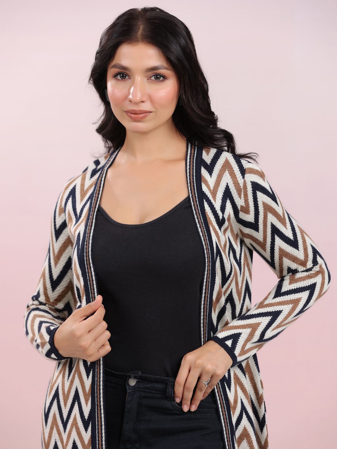 Buy Janasya Women Woolen Chevron Printed Winter Shrug - Shrug for Women ...