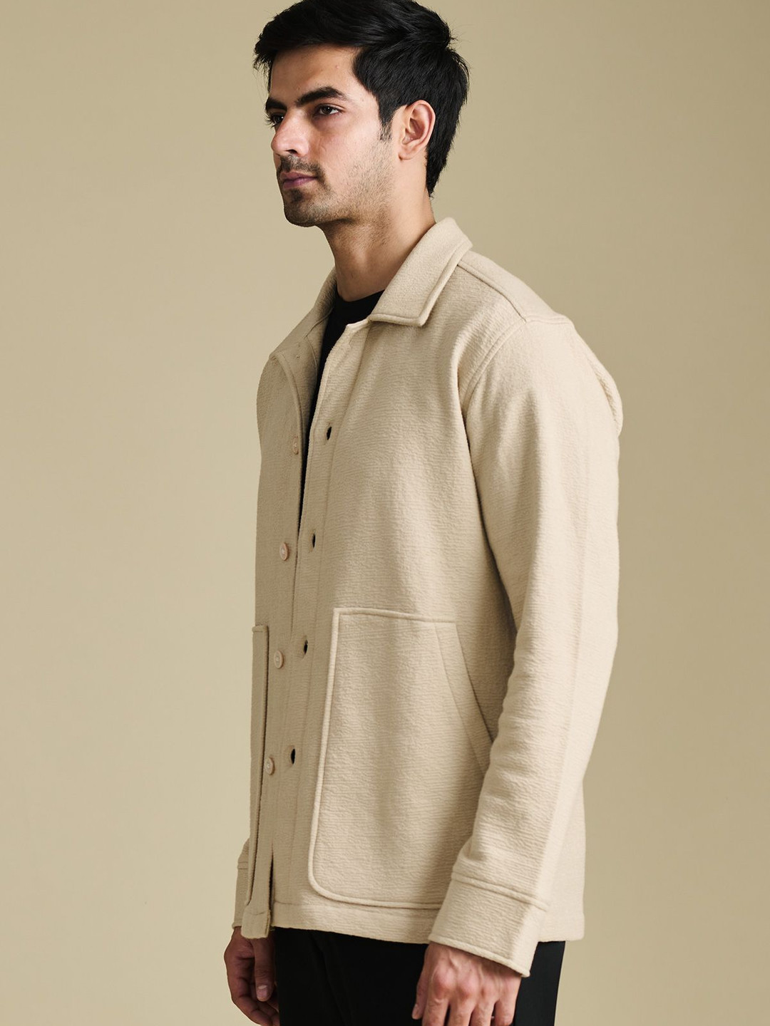 Buy Beyours Textured Relaxed Fit Pure Cotton Shacket - Shackets for Men ...