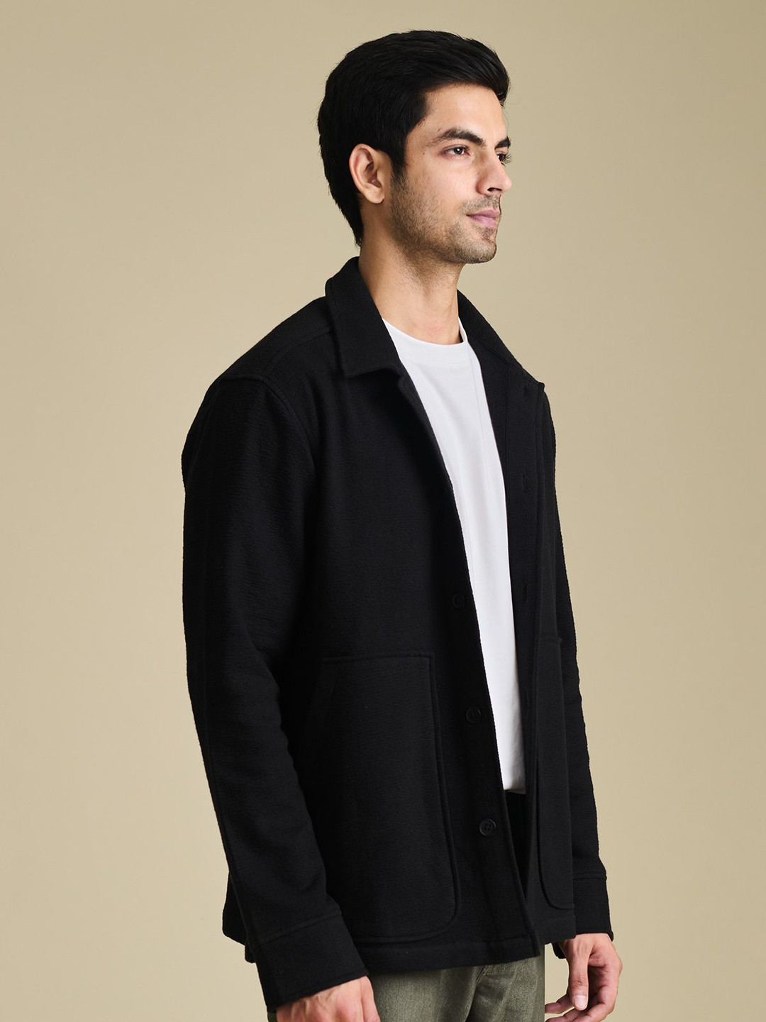 Buy Beyours Textured Relaxed Fit Pure Cotton Shacket - Shackets for Men ...