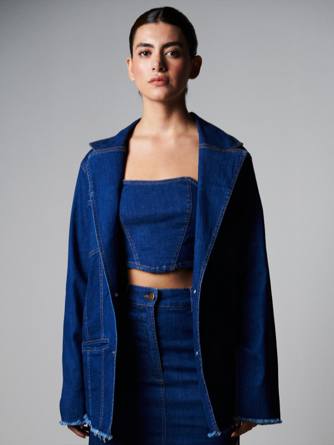 Buy SOTBELLA One Shoulder Denim Crop Top - Tops for Women 27621114 | Myntra