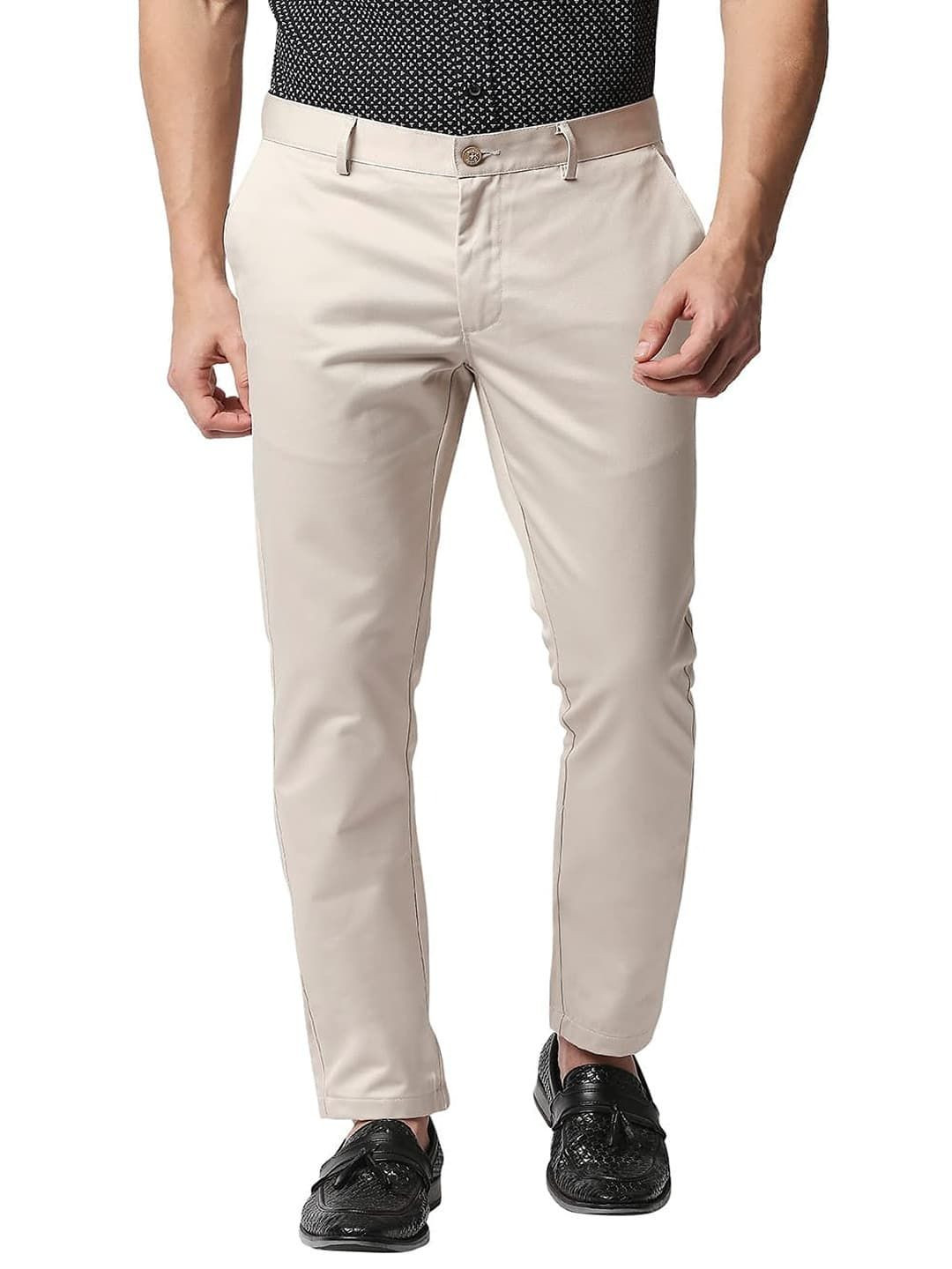 Buy Basics Men Tapered Fit High Rise Chinos Trouser - Trousers for Men ...