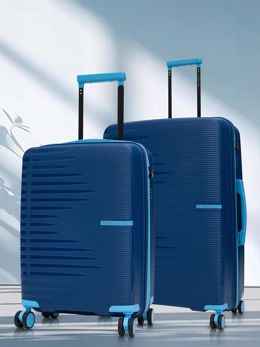 Buy Nasher Miles Havelock Polypropylene TSA Lock Set Of 2 S/M Blue ...