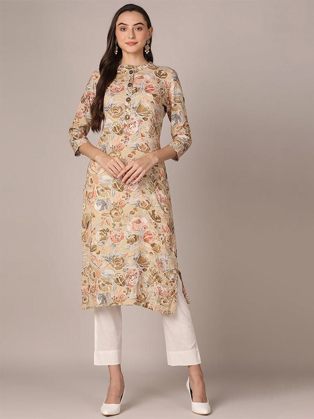 Buy KWEEN Printed Pure Cotton Straight Kurtas - Kurtas for Women ...