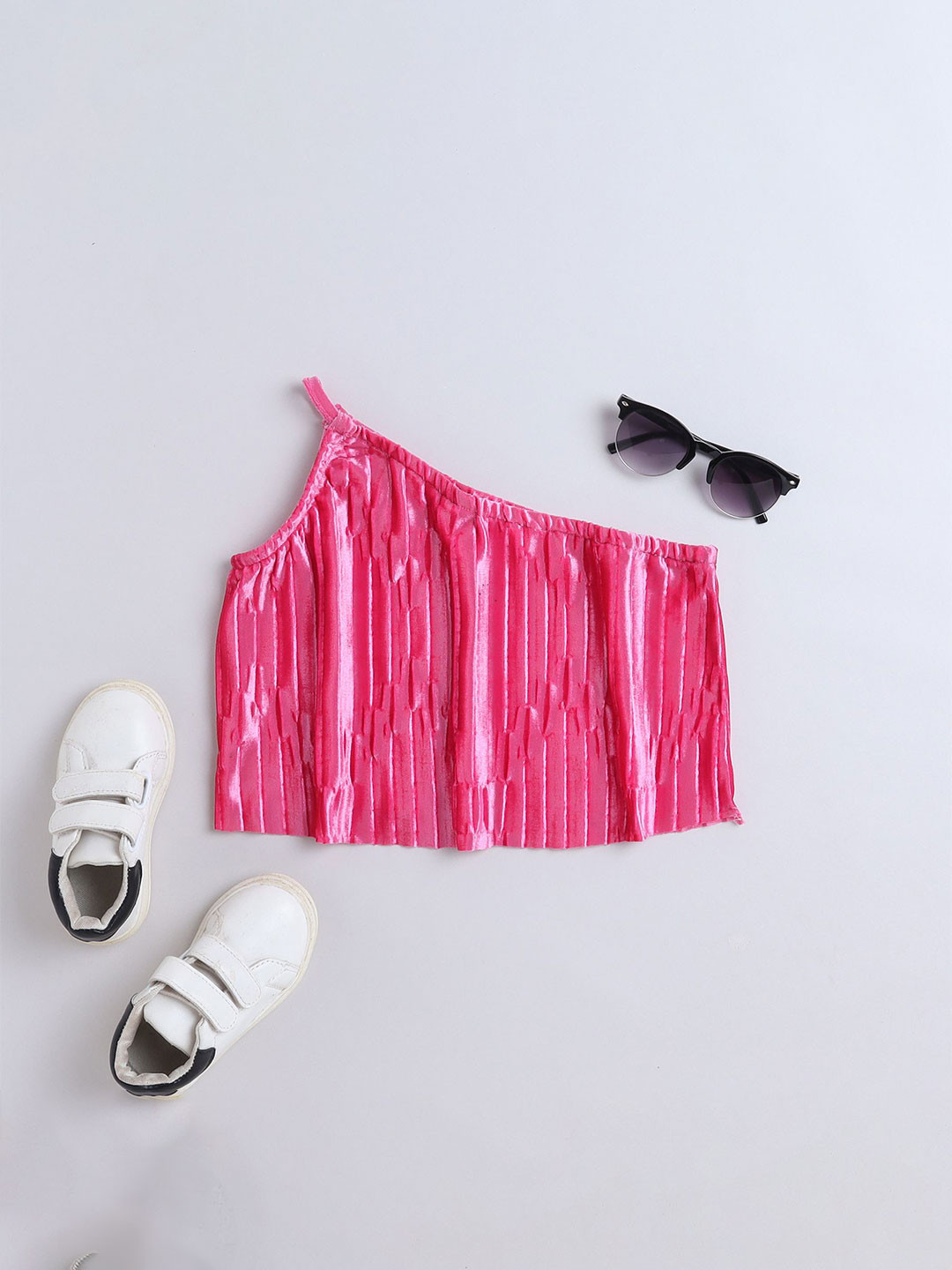 Buy Taffykids Striped One Shoulder Velvet Top - Tops for Girls 31830565 ...