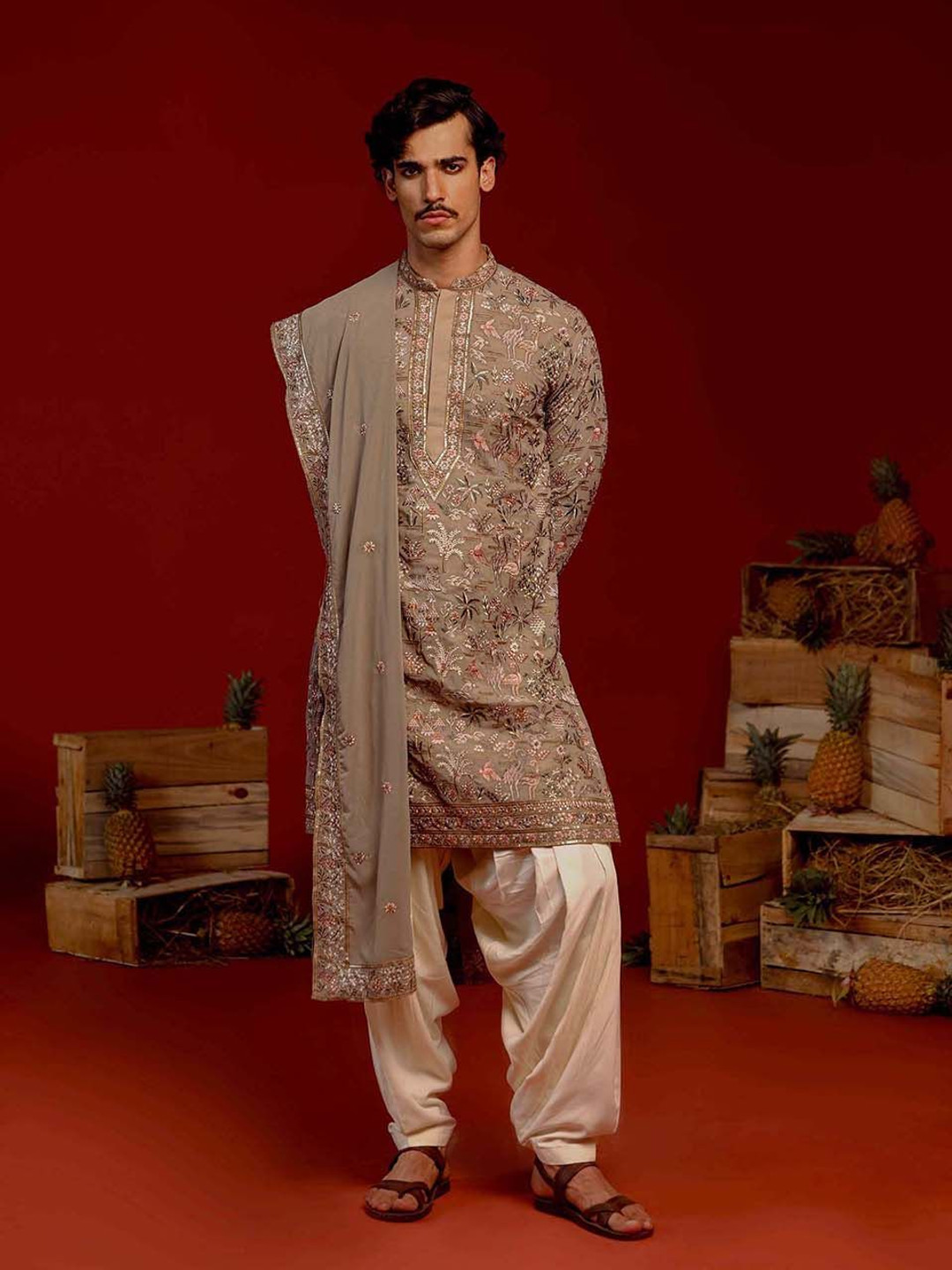 Buy KALPRAAG Floral Embroidered Thread Work Kurta With Patiala ...