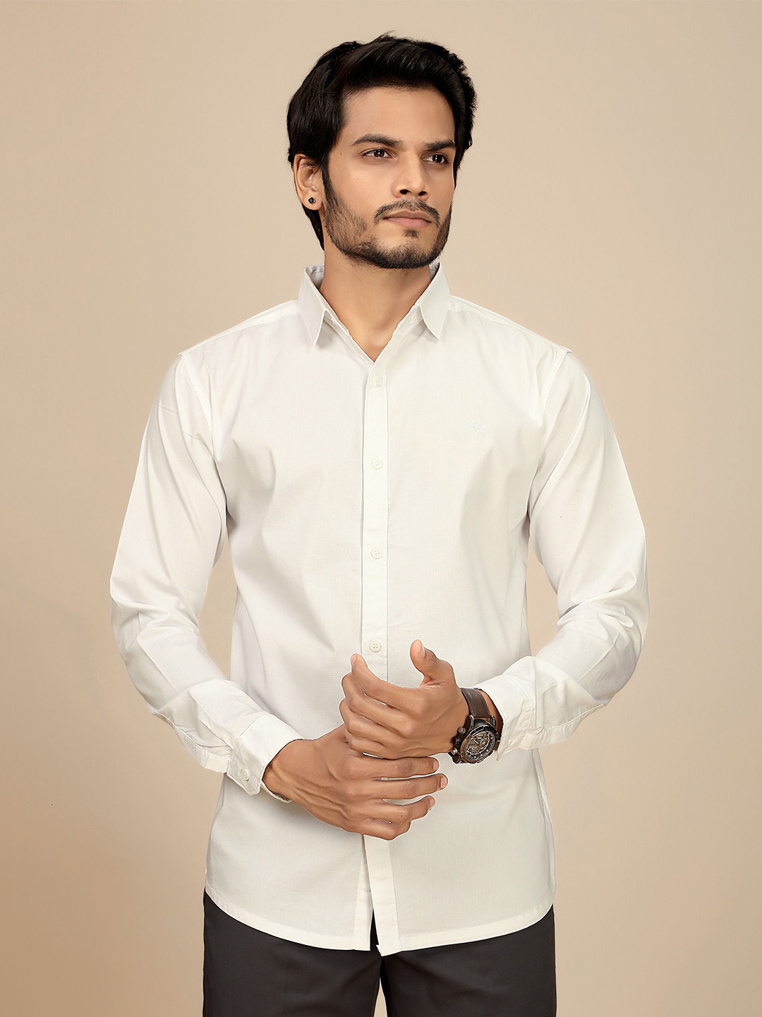 Buy JOSE N POSE Men Premium Tailored Fit Spread Collar Solid Cotton ...