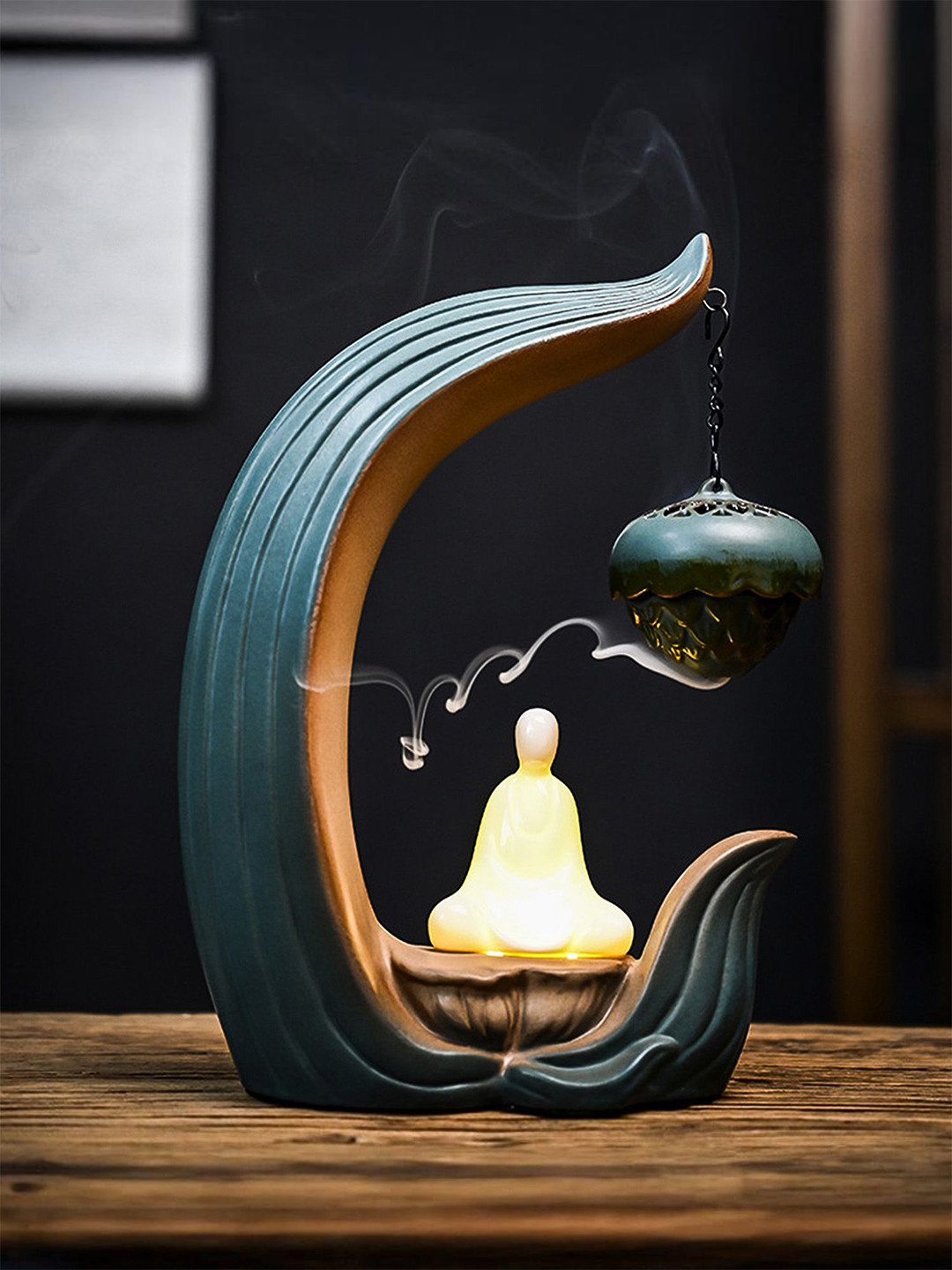 Buy Ekhasa Green Textured Heat Resistant Ceramic Dhoop Dani Loban ...