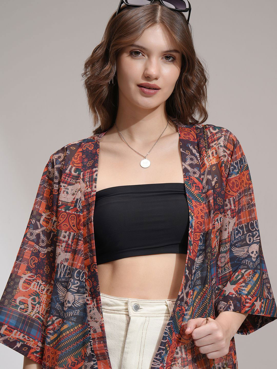 Buy Tokyo Talkies Women Printed Front Open Shrug - Shrug for Women ...