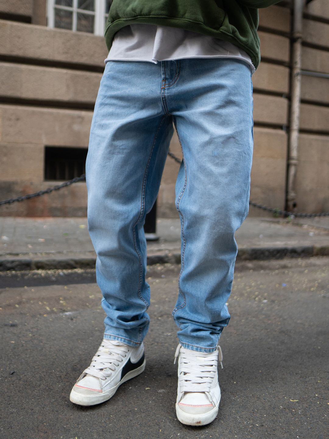 Buy Powerlook Men Sky Blue Regular Fit Denim Jeans - Jeans for Men ...