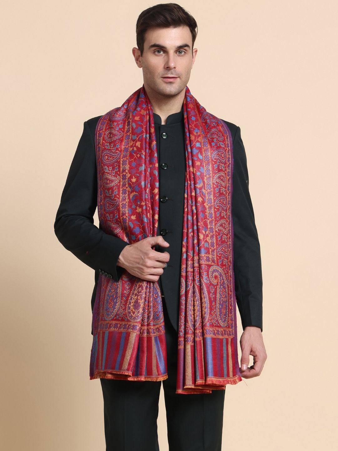 Buy WEAVERS VILLA Men Paisley Woven Design Shawl - Shawl for Men ...