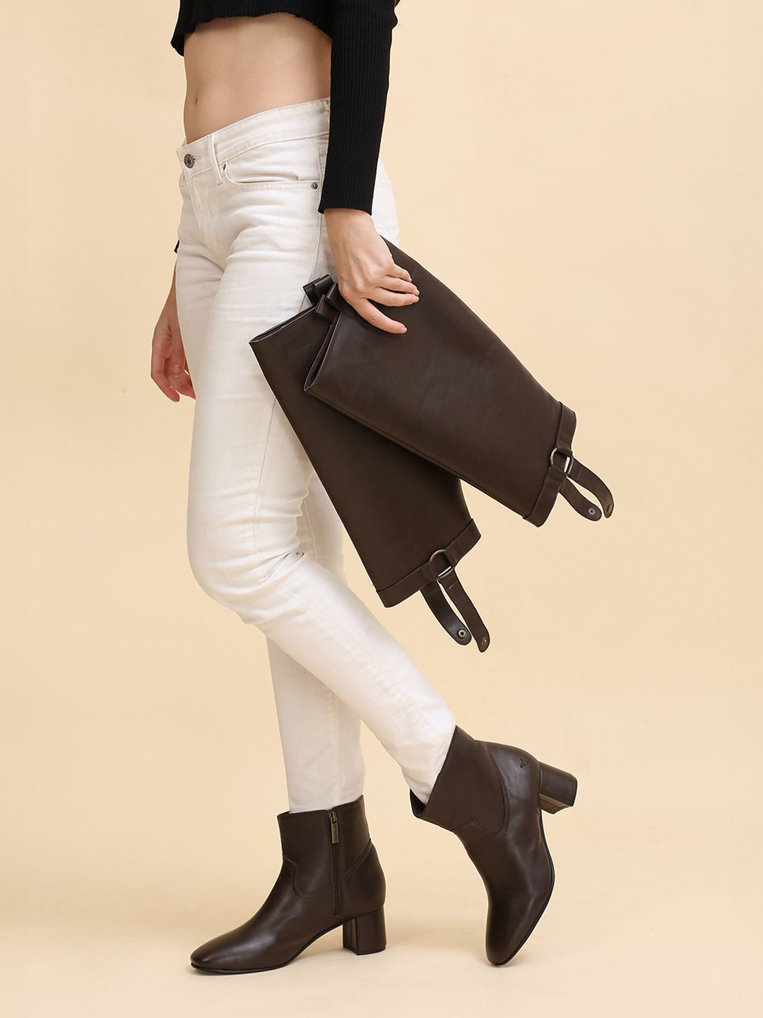 Buy Yoho Women 2 In1 Calf Length Leather Finish Detachable Ankle Knee ...