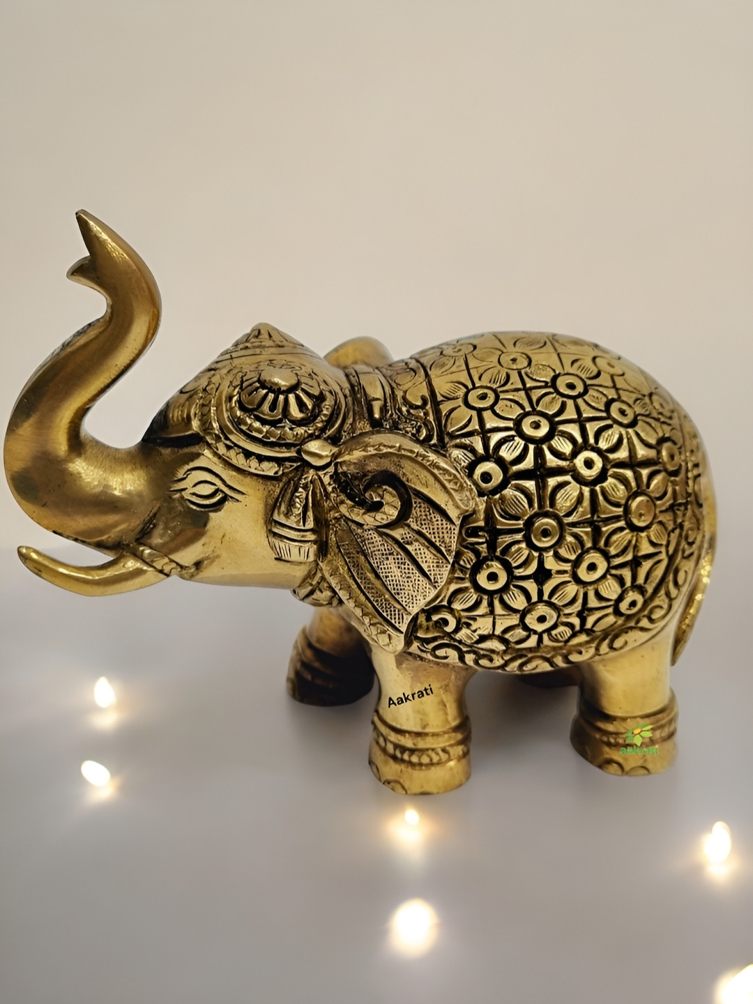 Buy Aakrati Gold Toned Small Elephant Statue Figurine Showpieces ...