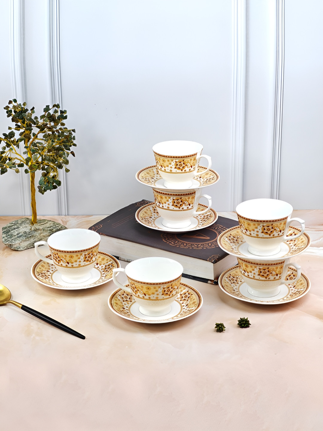 Buy UPC 12 Pcs White Printed Ceramic Tea Set - Cups And Mugs for Unisex ...