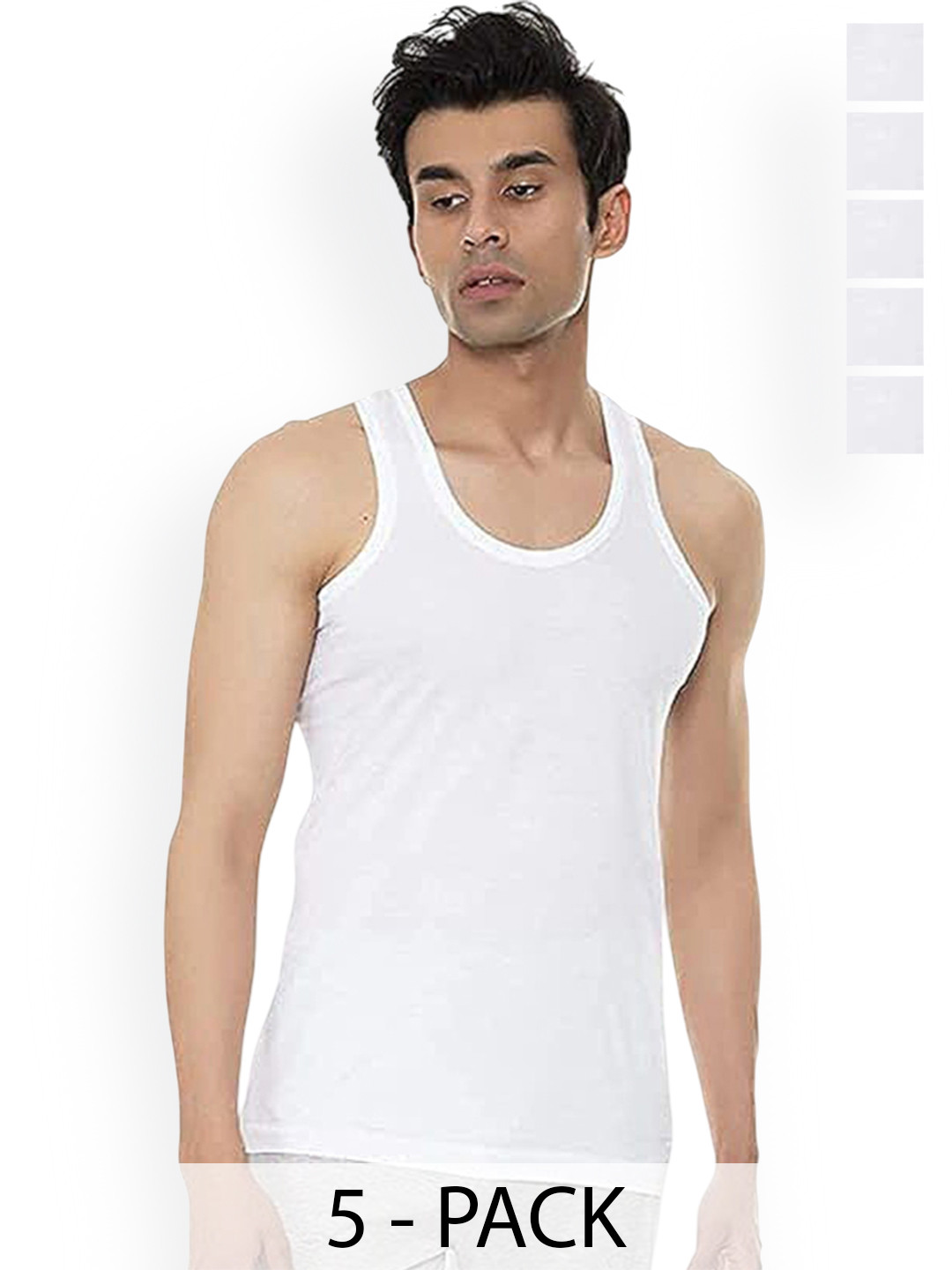 Buy AMUL COMFY Pack Of 5 Coton Basic Vests Comfy White RN 5 100 ...