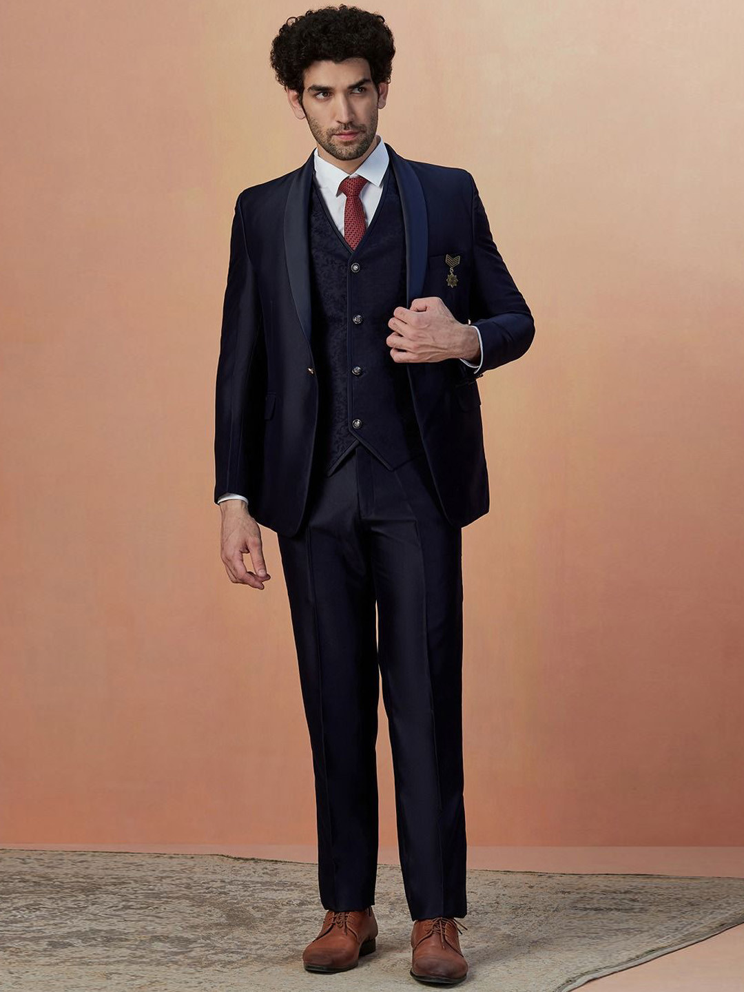 Buy Manyavar Slim Fit Single Breasted Three Piece Suit - Suits for Men ...