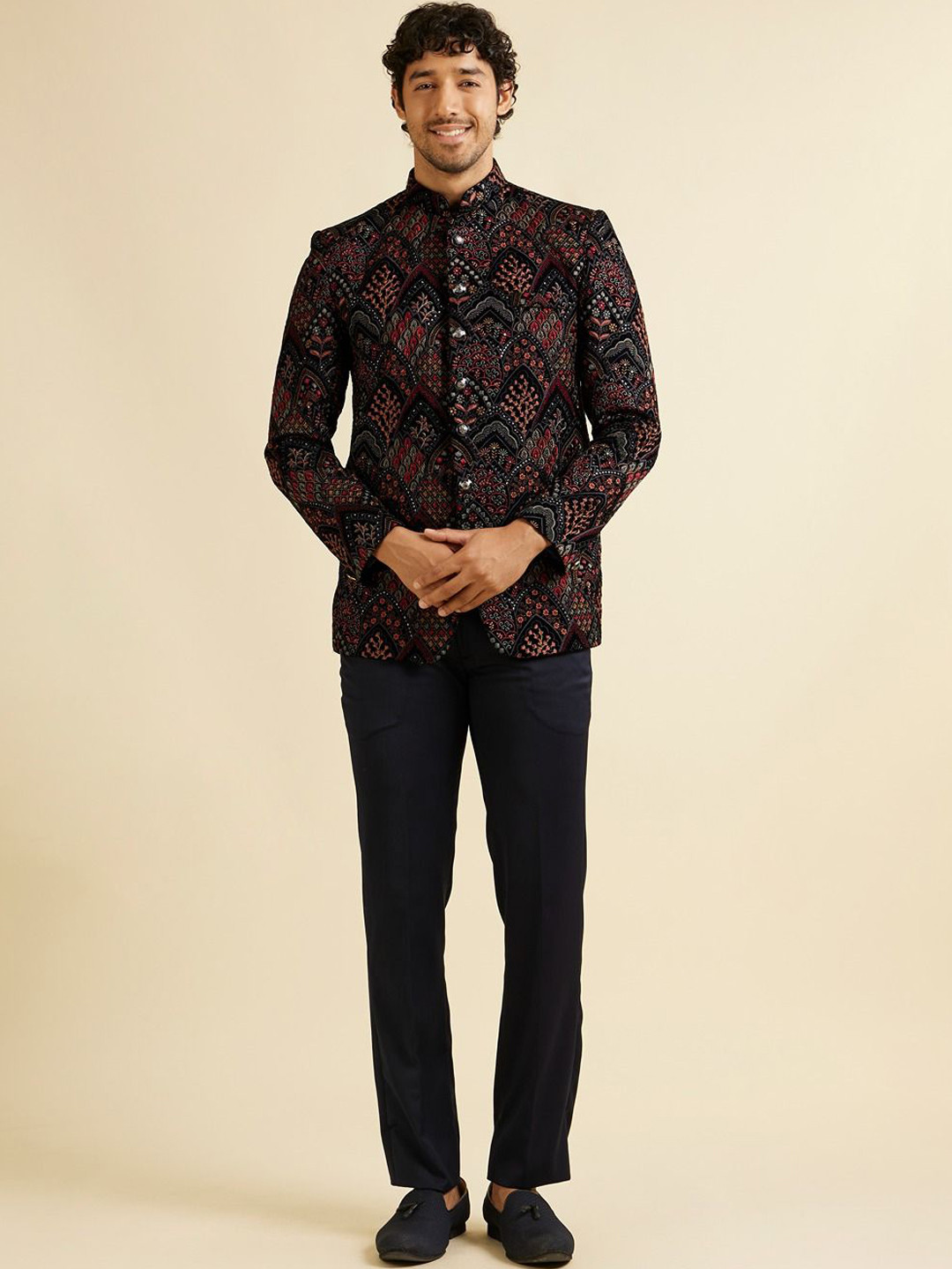 Buy Manyavar Embroidered Mandarin Collar Suits - Suits for Men 31854383 ...