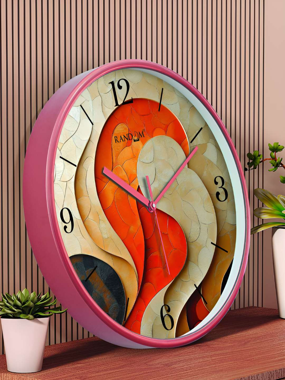 Buy RANDOM Printed Round Shaped Sweep Silent Movement Contemporary Wall ...