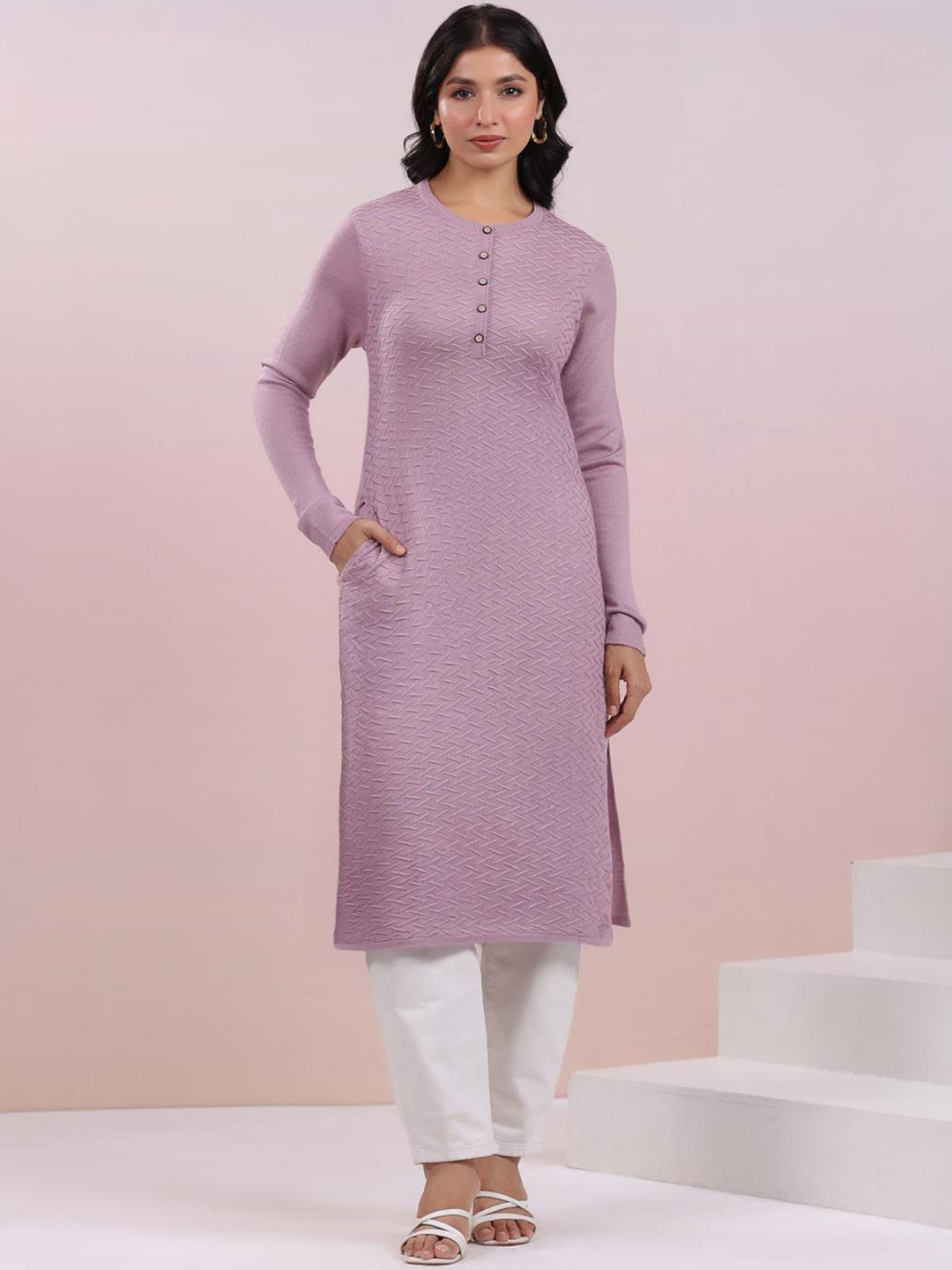Buy Janasya Women Woolen Textured Straight Winter Kurta - Kurtas for ...