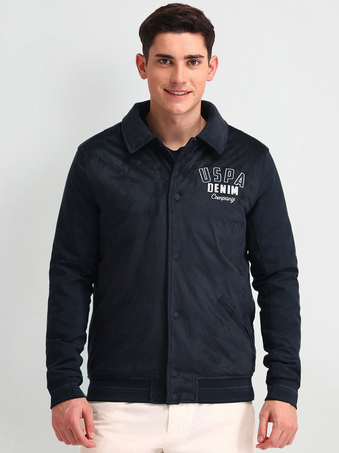 Buy U.S. Polo Assn. Denim Co. Men Spread Collar Typography Embroidered ...