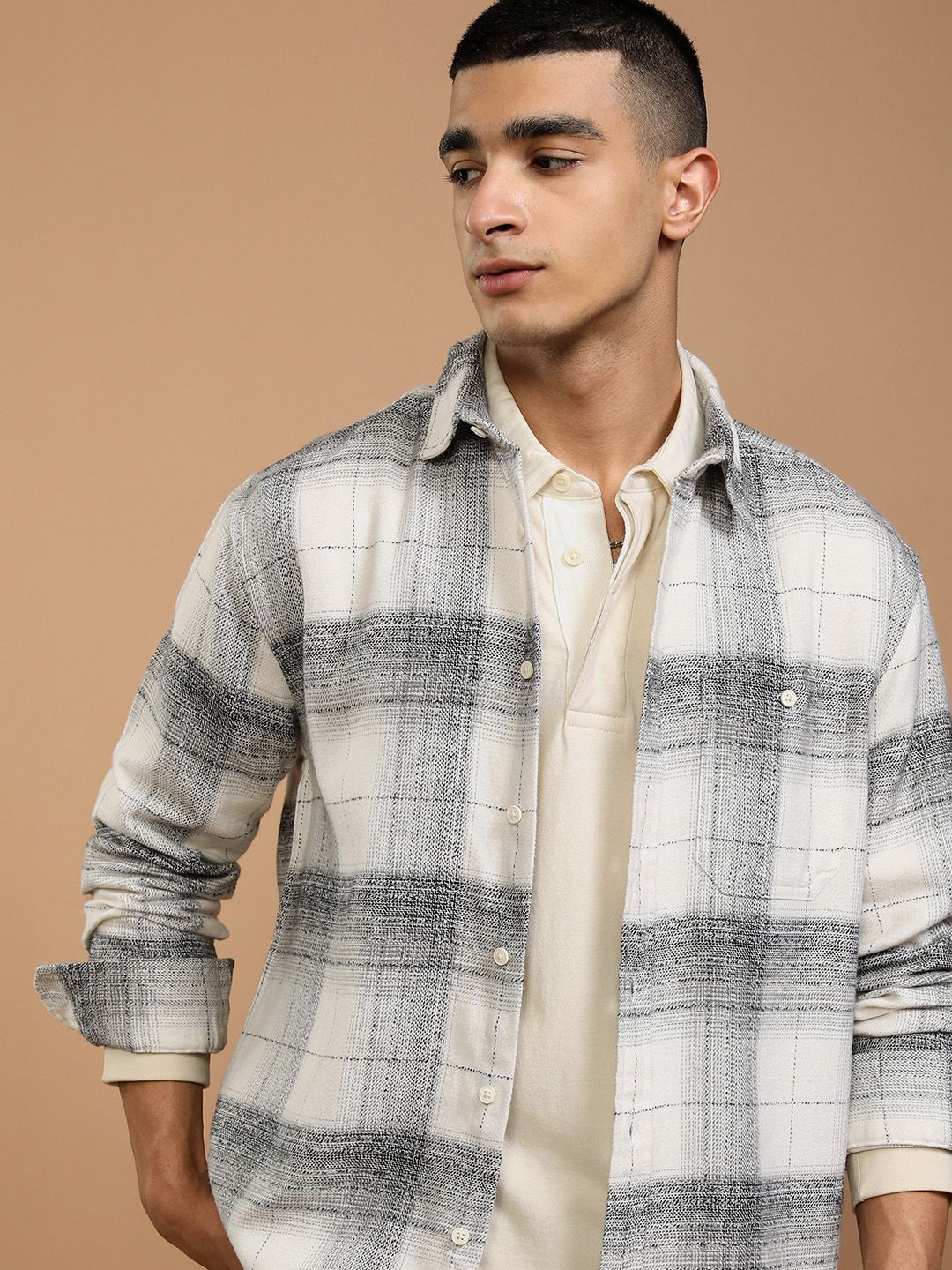 Buy HIGHLANDER Men Spread Collar Checked Casual Shirt - Shackets for ...