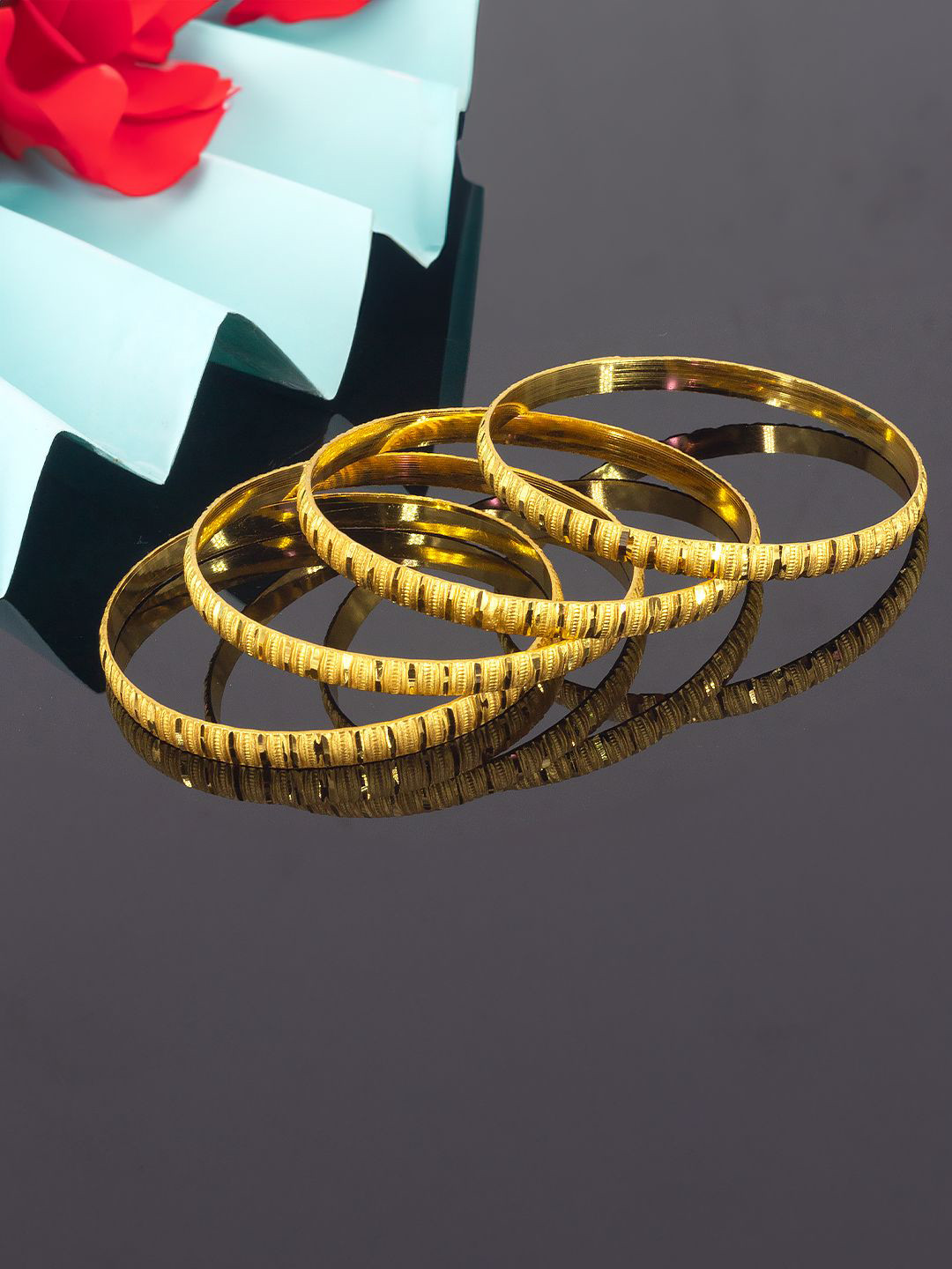 Buy PRIVIU Set Of 4 Gold Plated Minimal Bangles - Bangle for Women ...