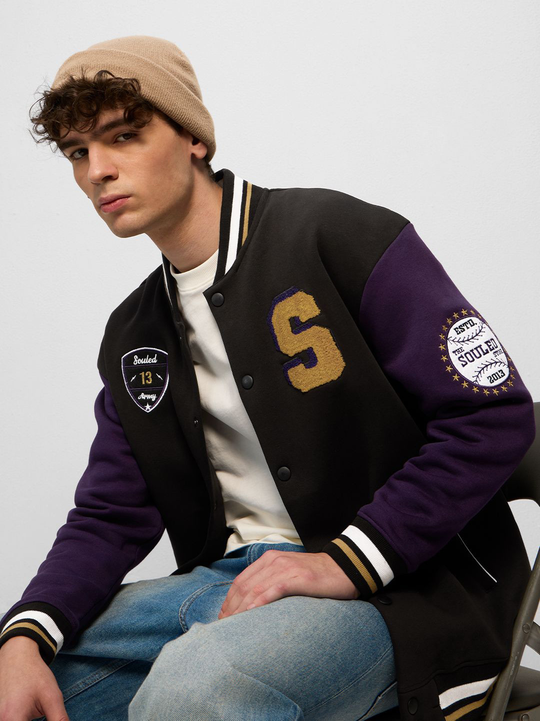 Buy The Souled Store Men Stand Collar Typography Printed Cotton Casual ...