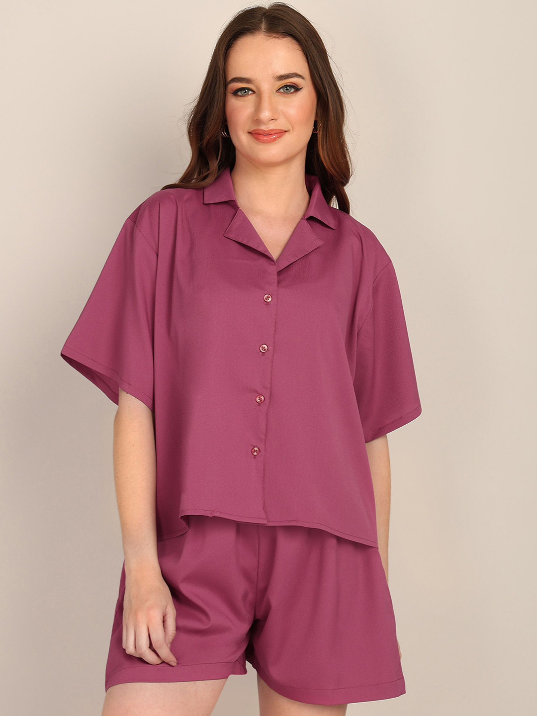 Buy DressBerry Burgundy Short Sleeves Shirt & Shorts - Co Ords for ...