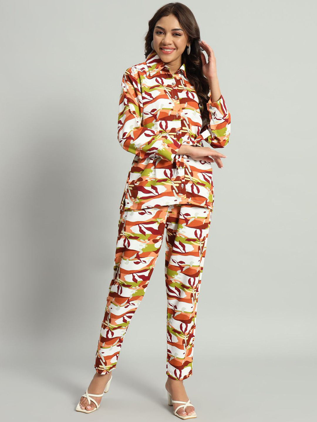 Buy SEPHANI Printed Pure Cotton Shirt With Trouser - Co Ords for Women ...