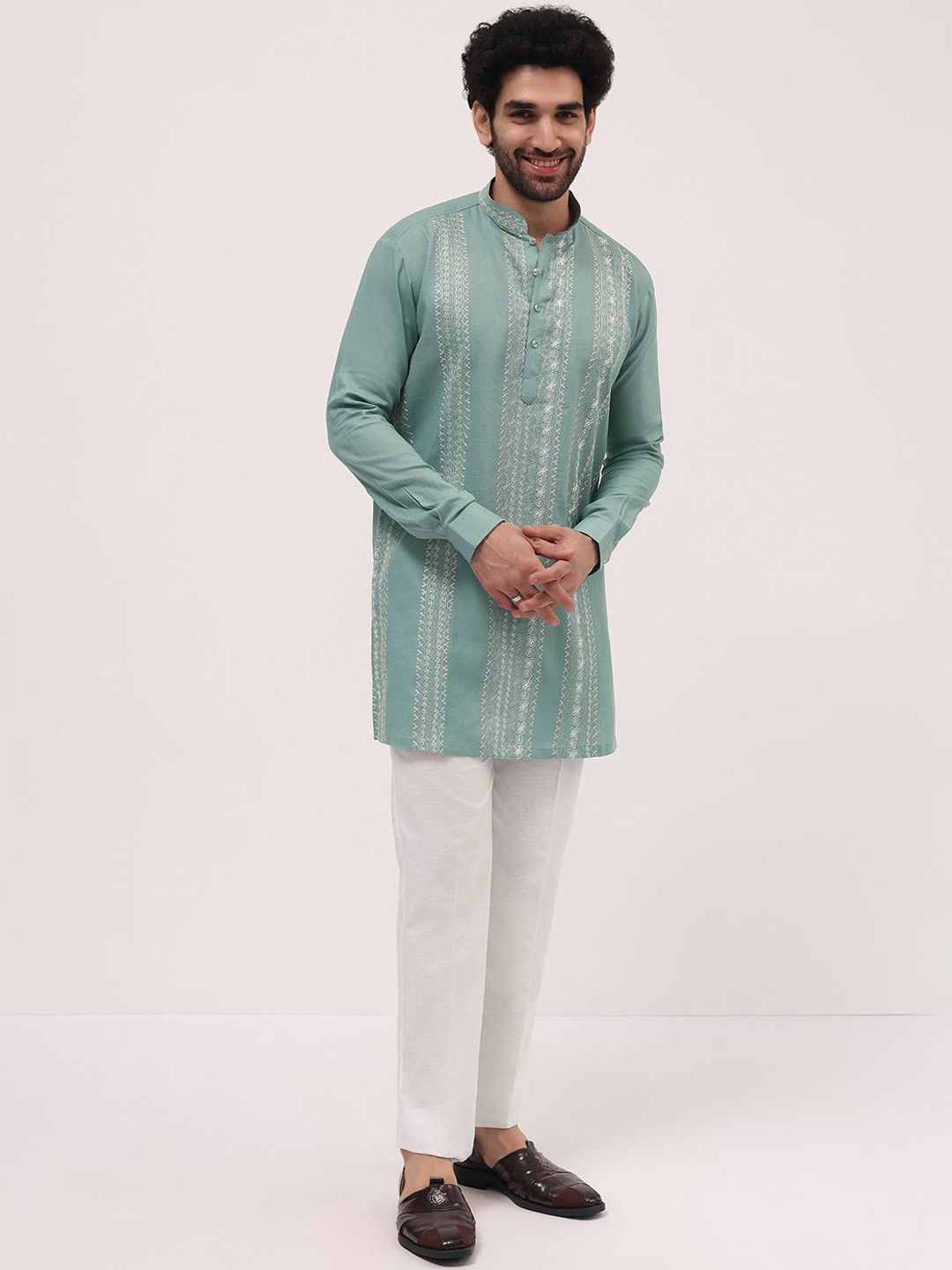 Buy KALKI Fashion Men Ethnic Motifs Embroidered Regular Thread Work ...