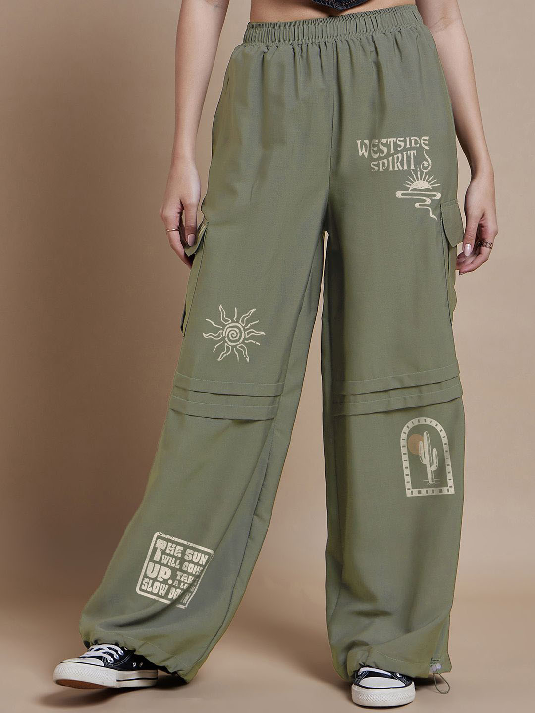 Buy The Roadster Lifestyle Co Printed Baggy Fit Trousers - Trousers for ...