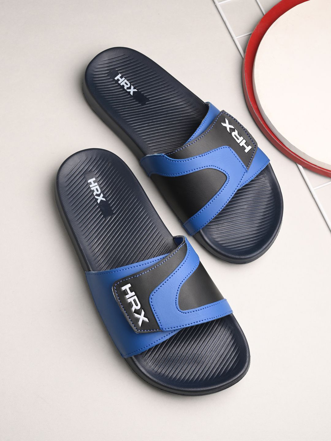 Buy HRX By Hrithik Roshan Men Synthetic Velcro Sliders - Flip Flops for ...