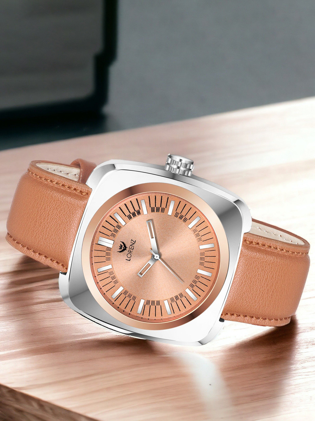 Buy LORENZ Men Brass Dial & Leather Straps Analogue Watch MK 4017R ...