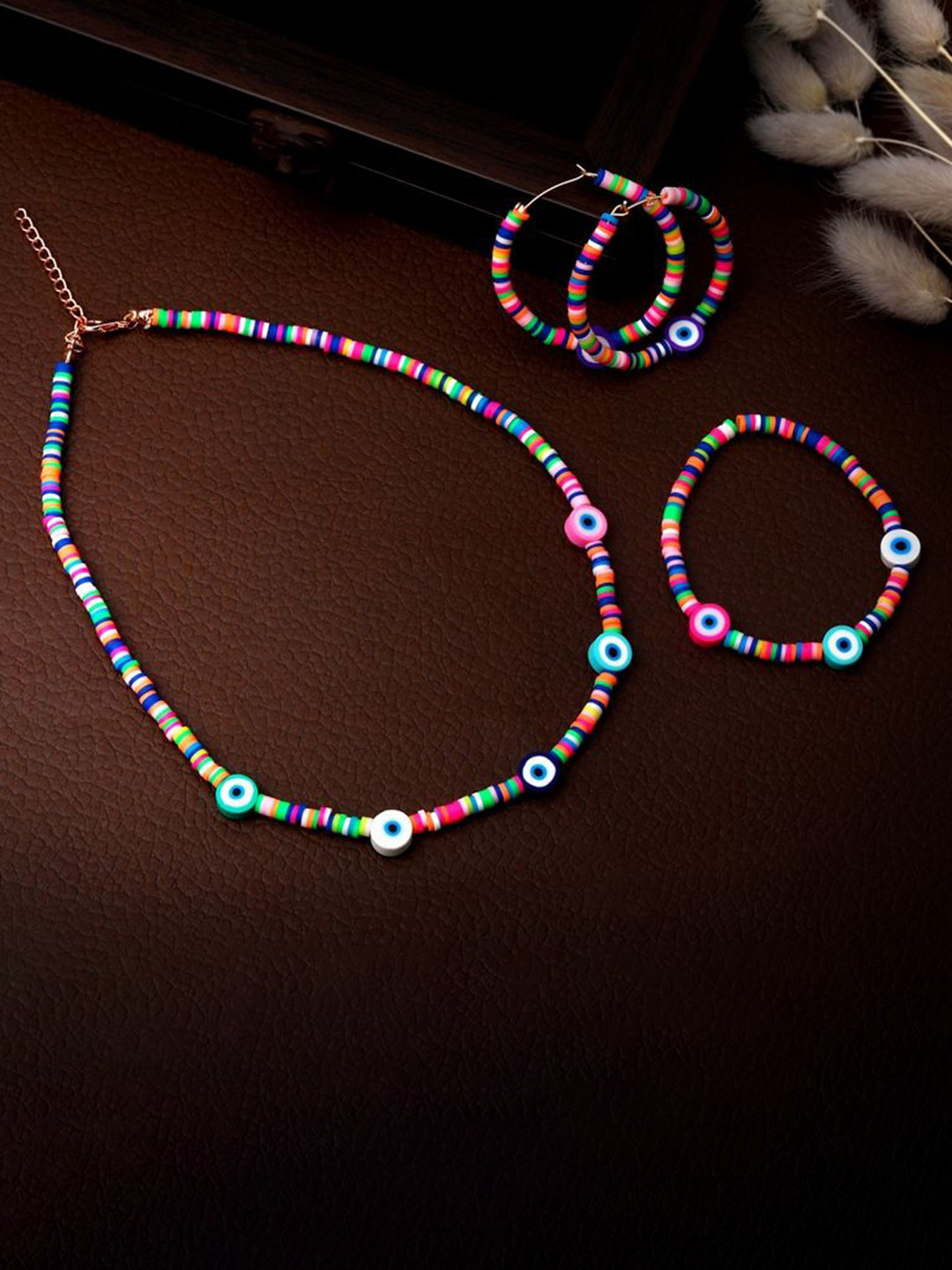 Buy Cierra Rose Gold Plated Attractive Evil Eyes Colourful Beaded ...