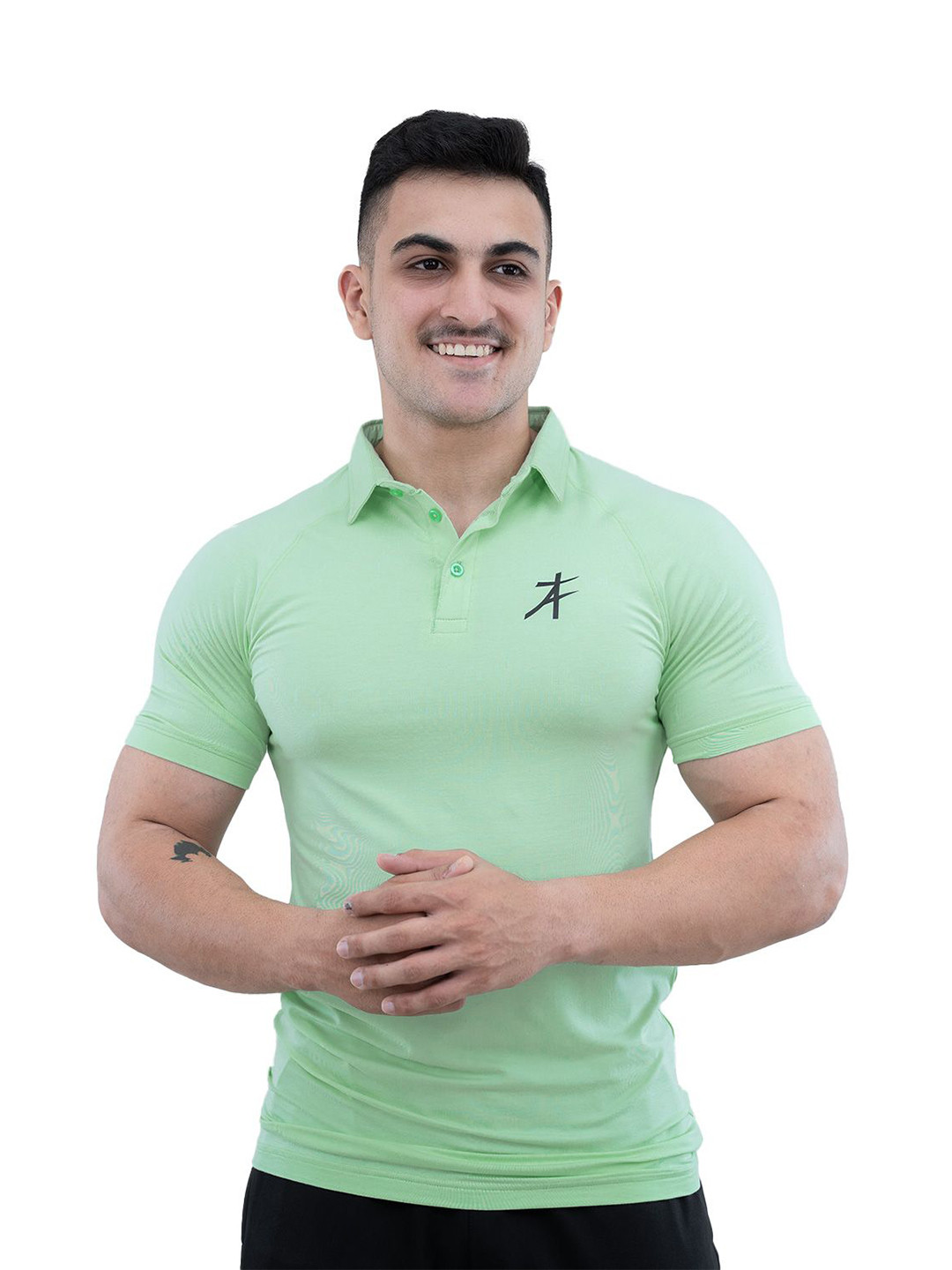 Buy Athflex Men Solid Polo Collar Compression Slim Fit T Shirt ...
