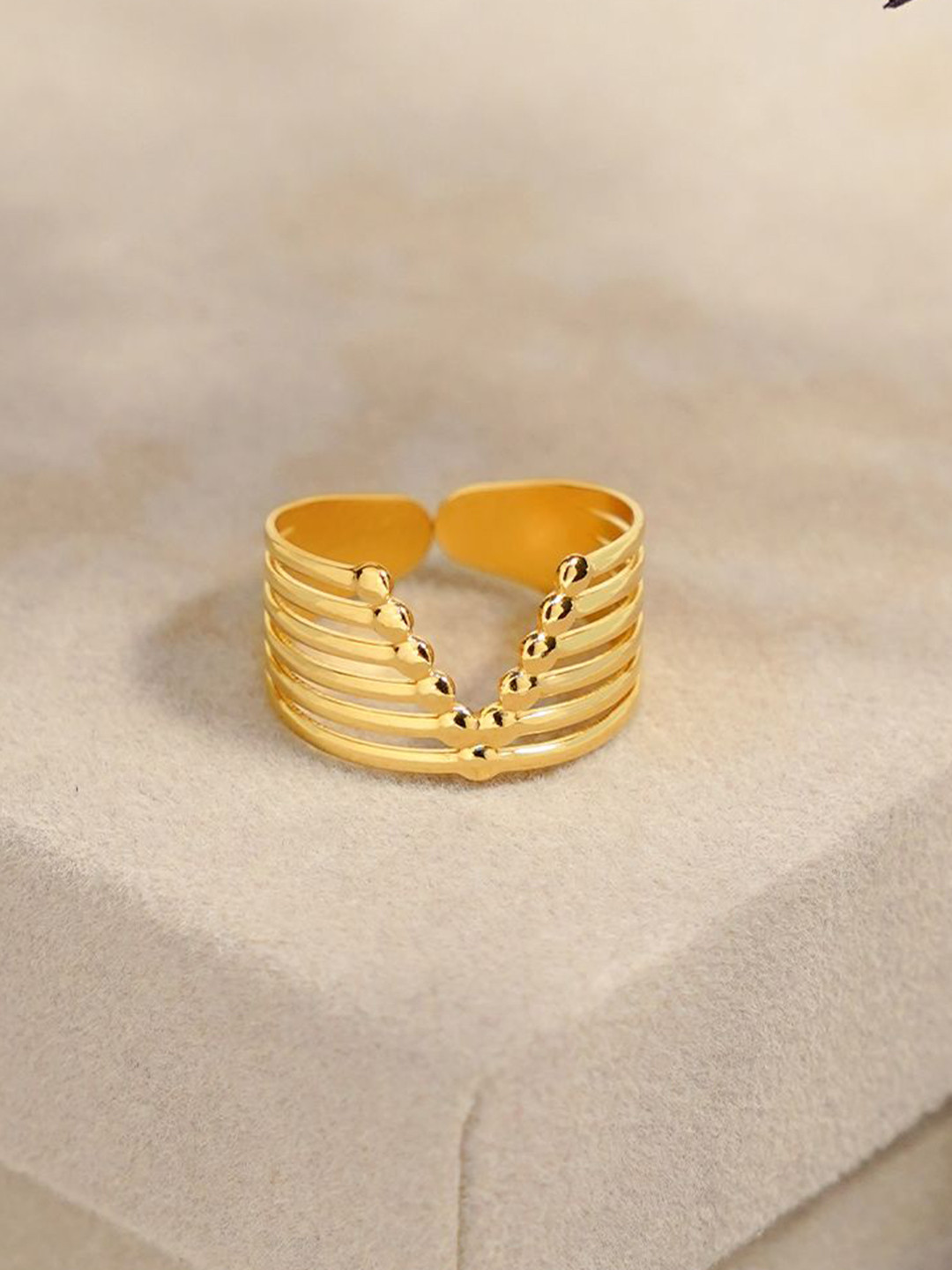 Buy SWASHAA Clarky 18K Gold Plated Stainless Steel V Shaped Ring - Ring ...