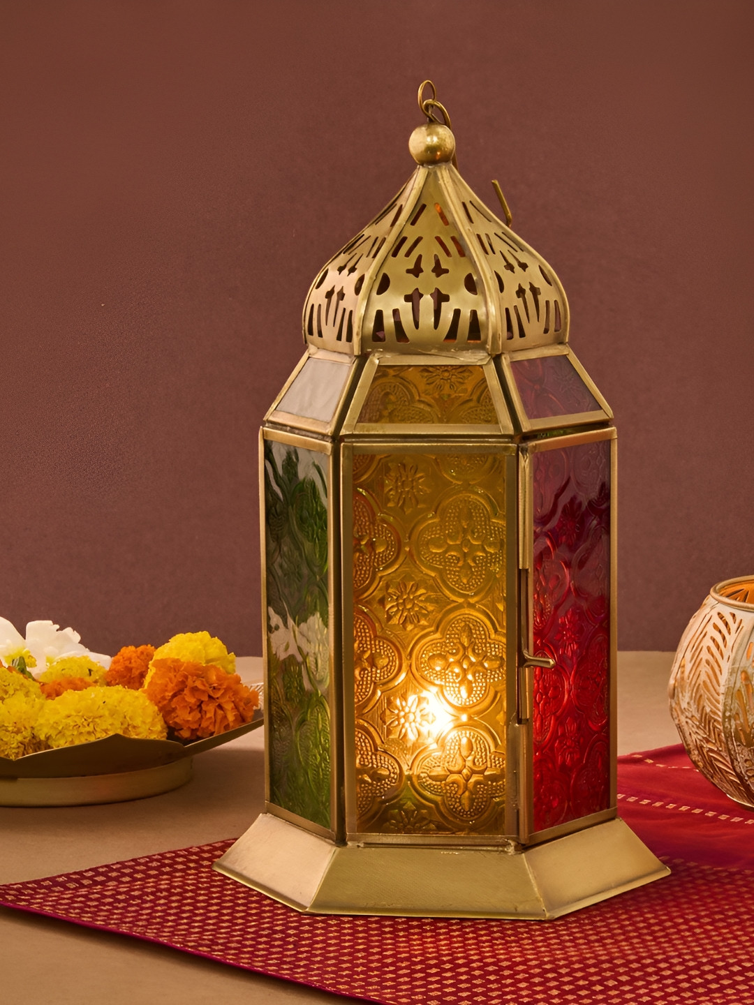 Buy Fabindia Mehar Gold Toned Textured Contemporary Frustum Table Lamp ...