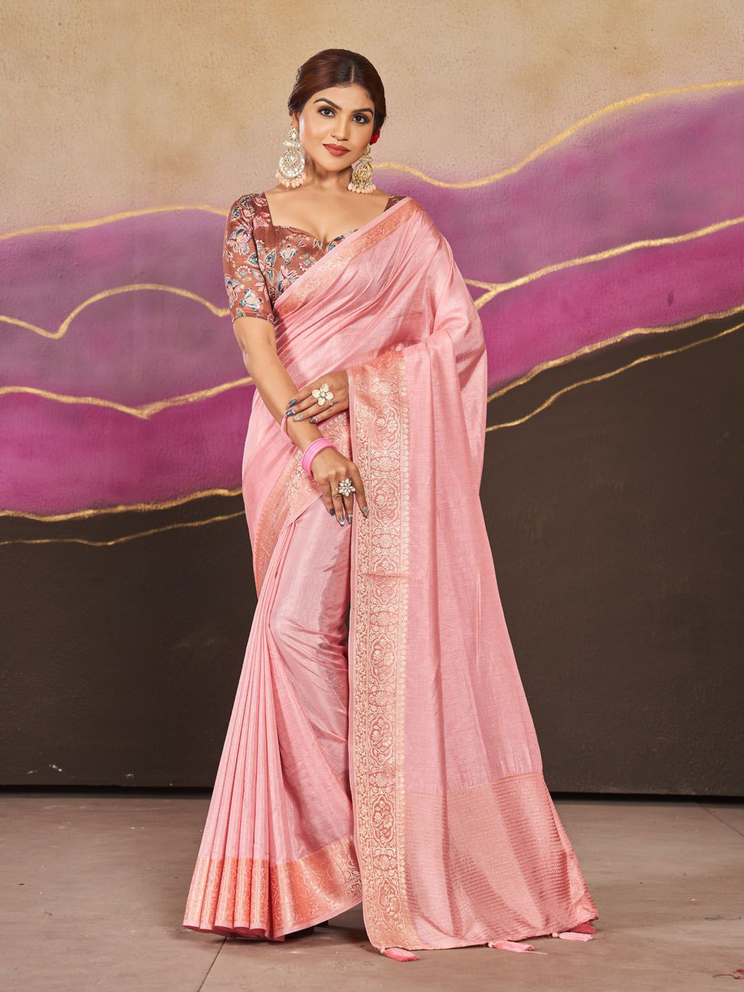 Buy Meena Bazaar Art Silk Zari Woven Design Festive Saree - Sarees for ...