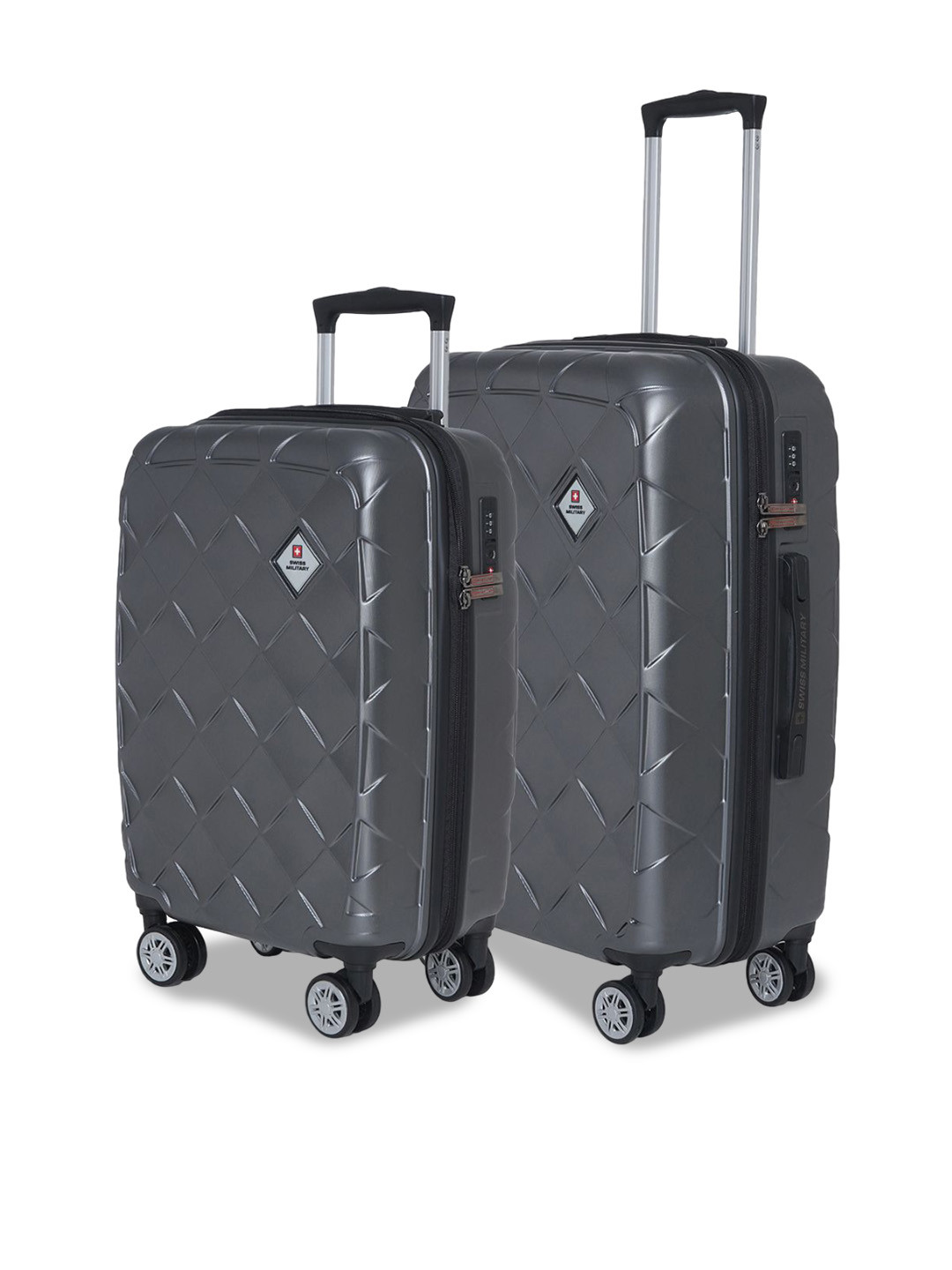 Buy SWISS MILITARY Set Of 2 Textured Hard Sided Trolley Suitcase ...