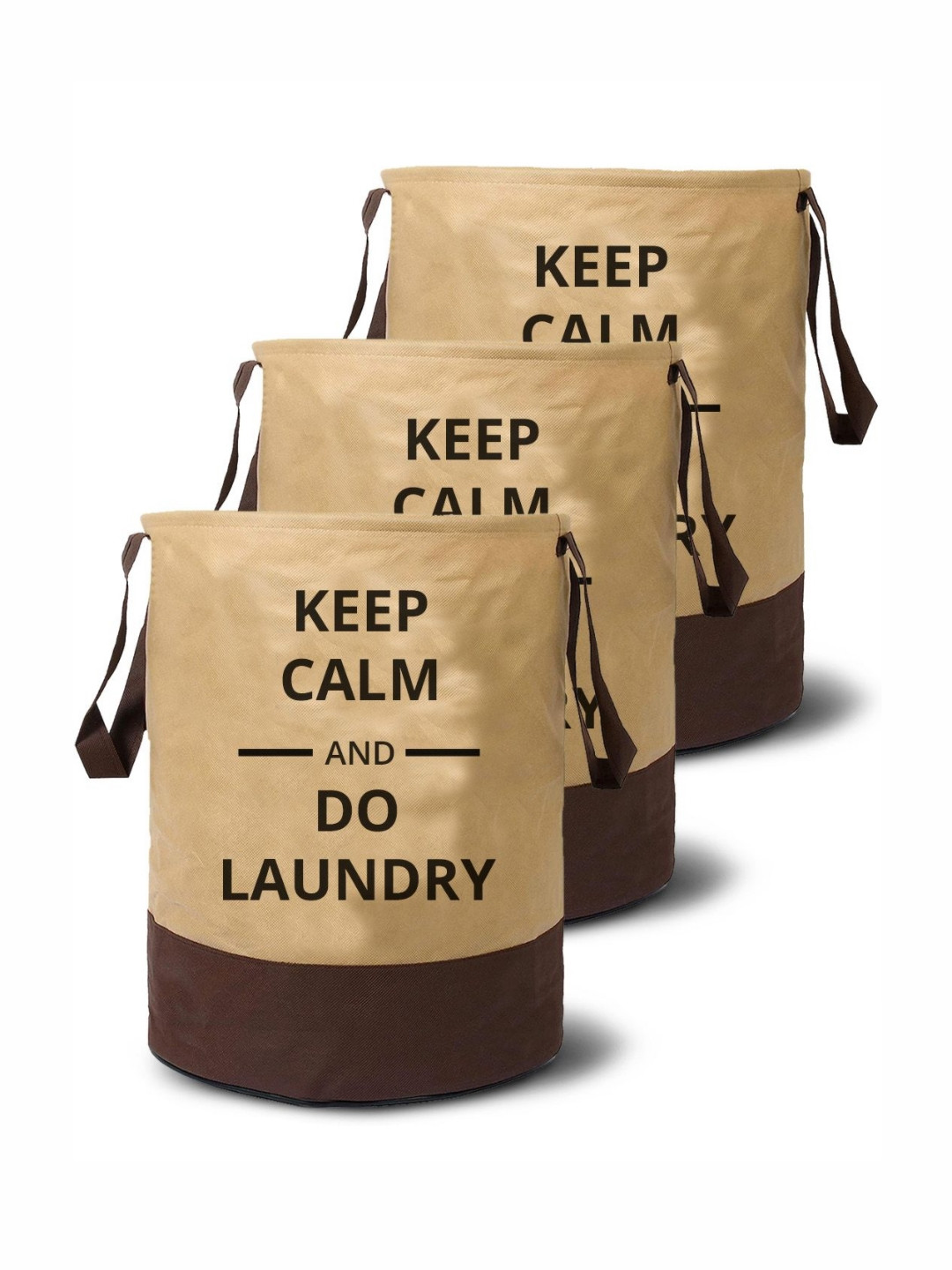 Buy Aura Brown 3 Pieces Printed Foldable Laundry Bags - Laundry Bag for ...