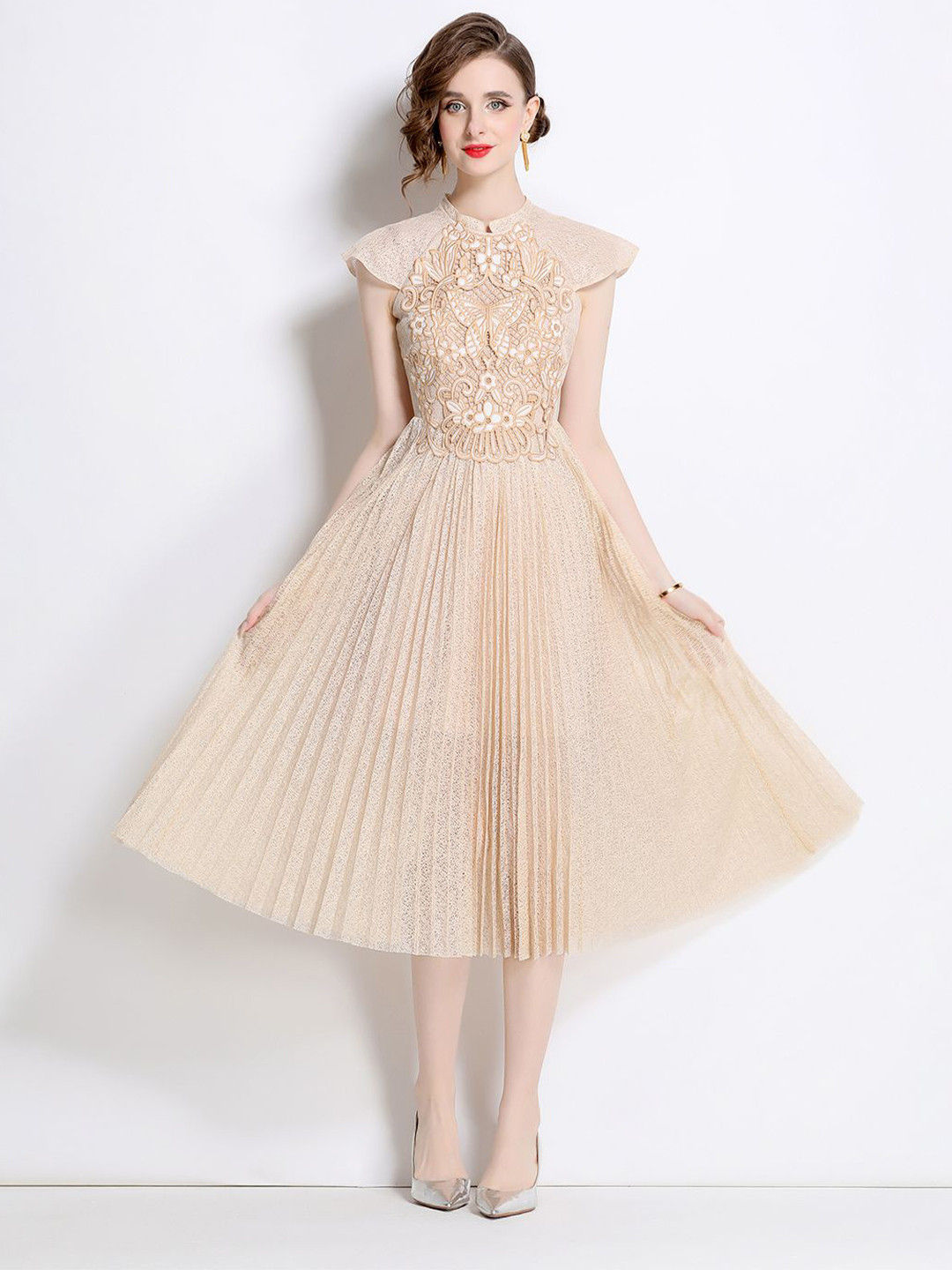 Buy JC Collection Women Lace Inserts Fit & Flare Midi Dress - Dresses ...