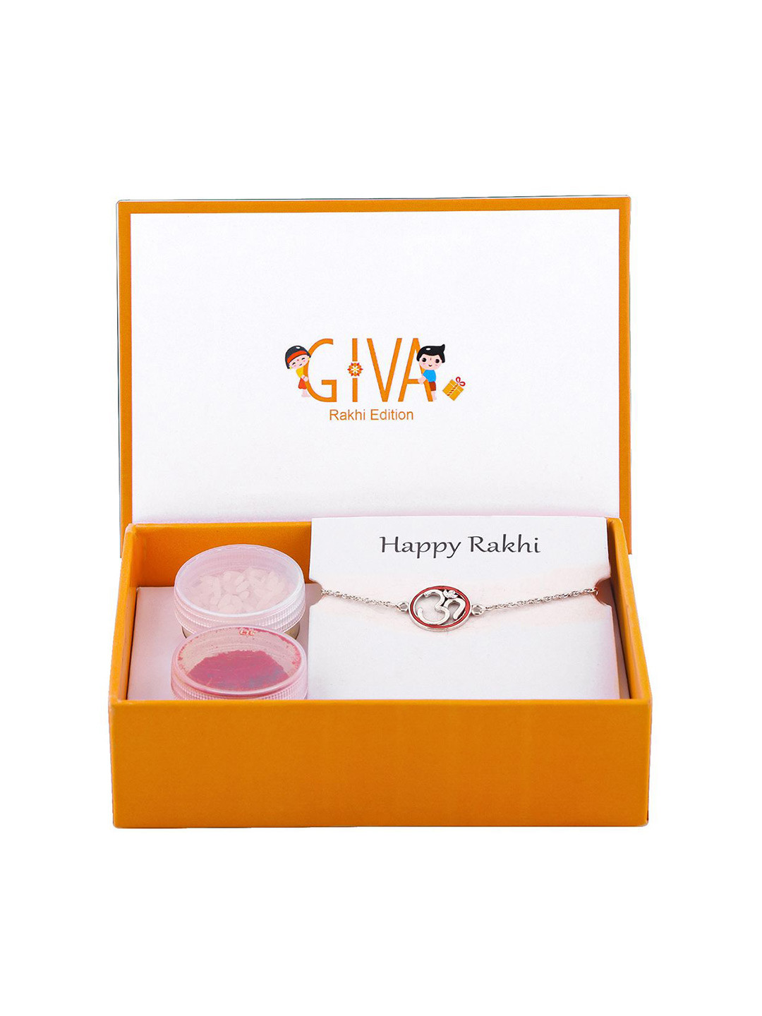 Buy GIVA 925 Silver Classic Om Bracelet Rakhi With Roli Chawal ...