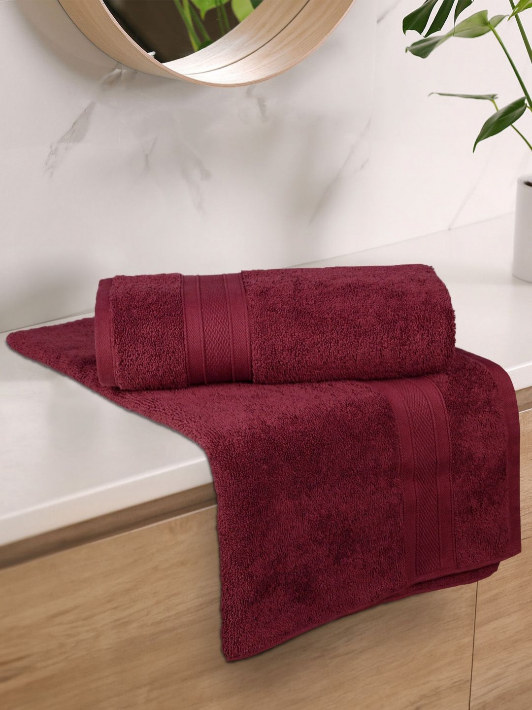 Buy MYTRIDENT Maroon 2 Pieces Cotton 500 GSM Bath Towel - Bath Towels ...