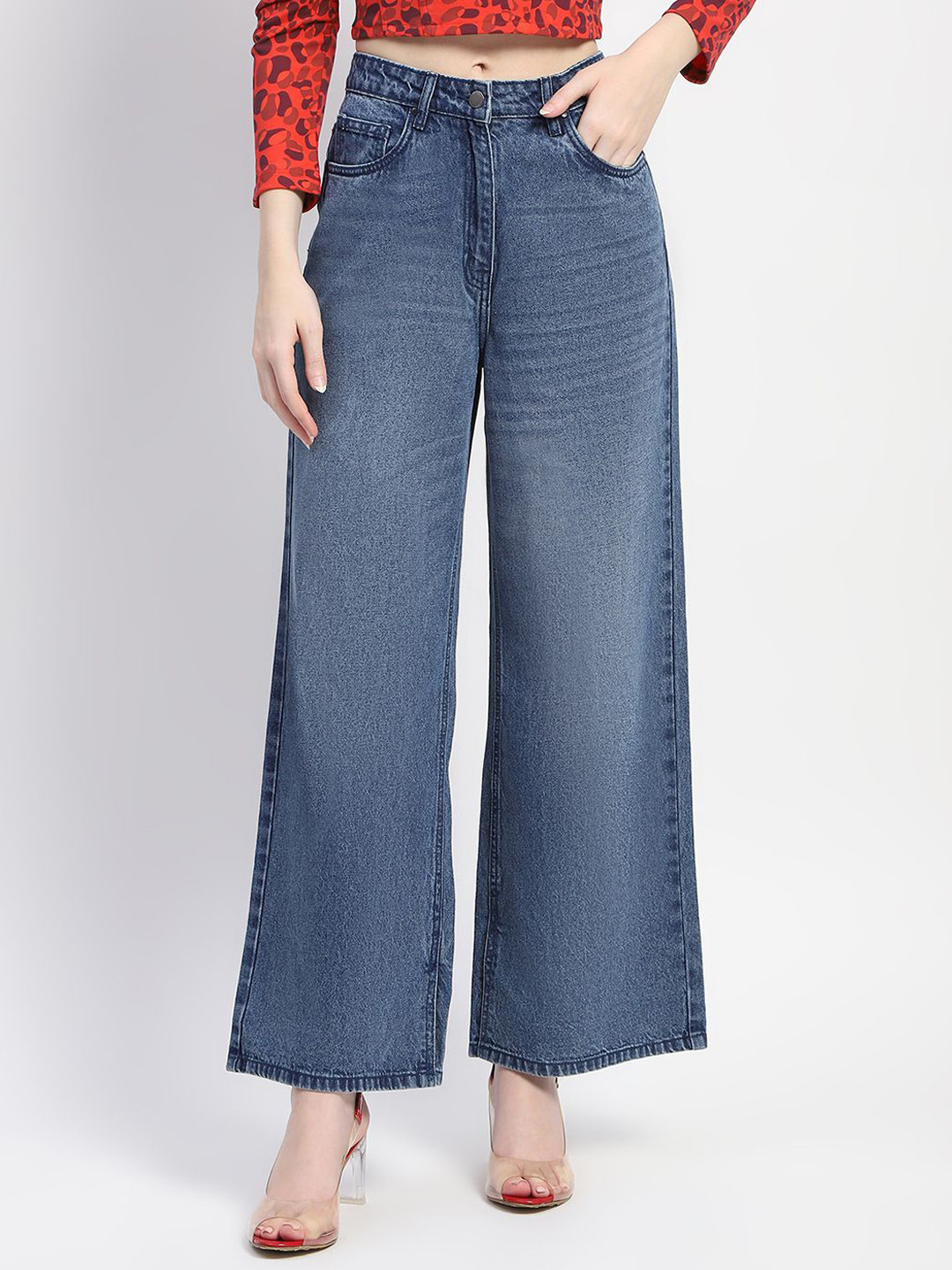 Buy Madame Women Flared Mid Rise Light Fade Jeans - Jeans for Women ...