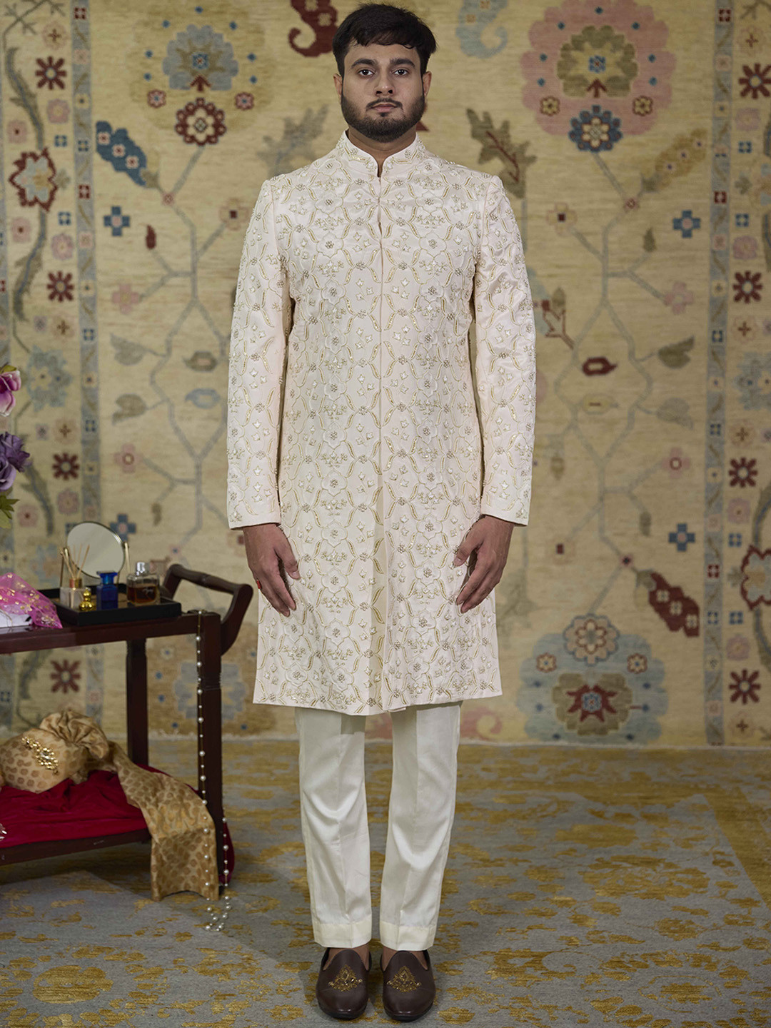 Buy Agrajain Embellished Long Sleeve Sherwani Set - Sherwani for Men ...