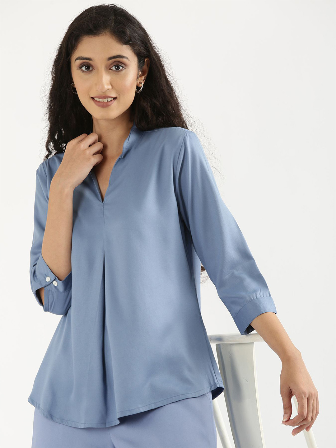 Buy SAADAA Solid Mandarin Collar Top - Tops for Women 30402928 | Myntra