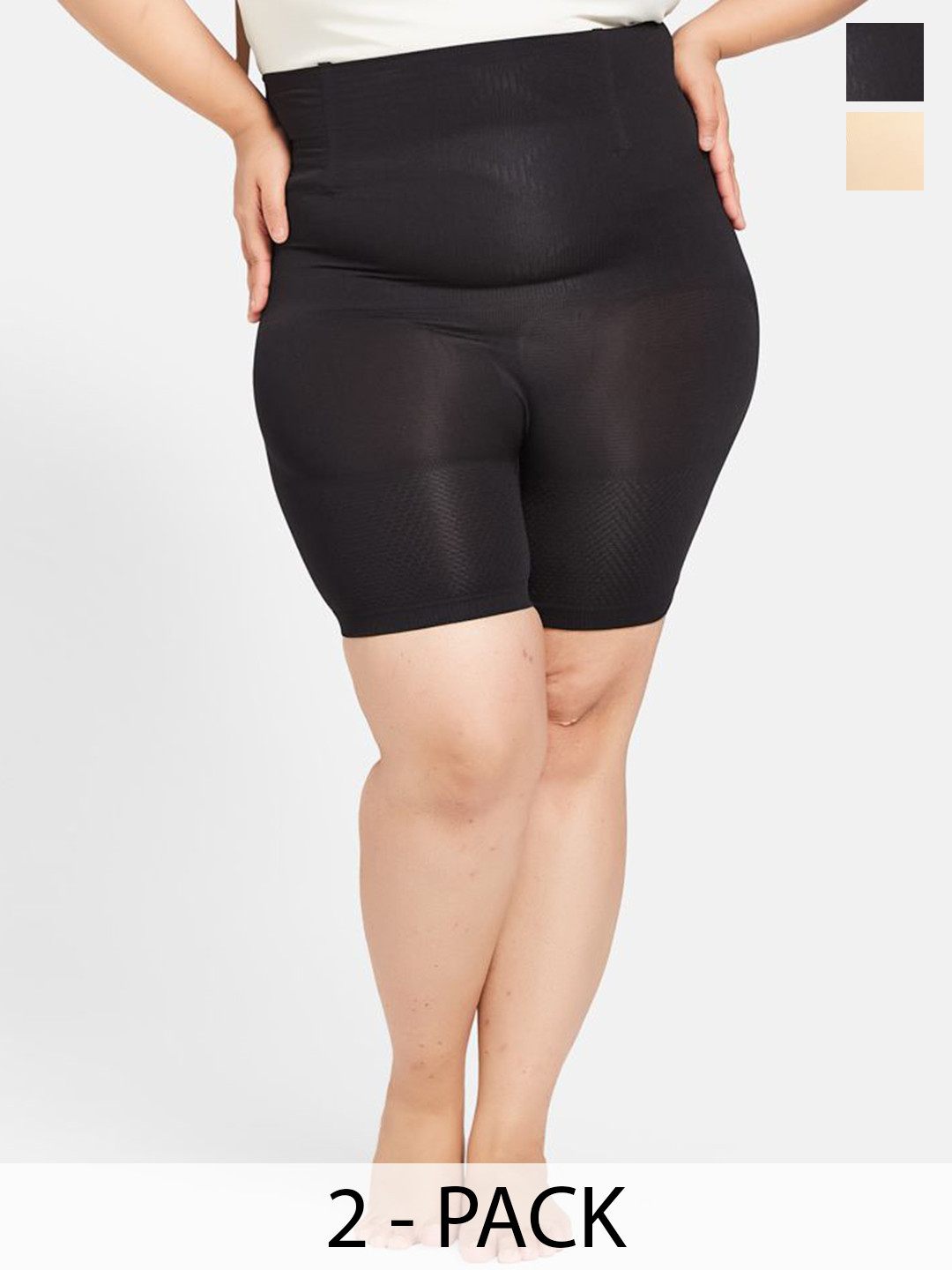 Buy Curves By ZeroKaata Women Pack Of 2 Plus Size Seamless Tummy & Thigh Body Shapewear ...