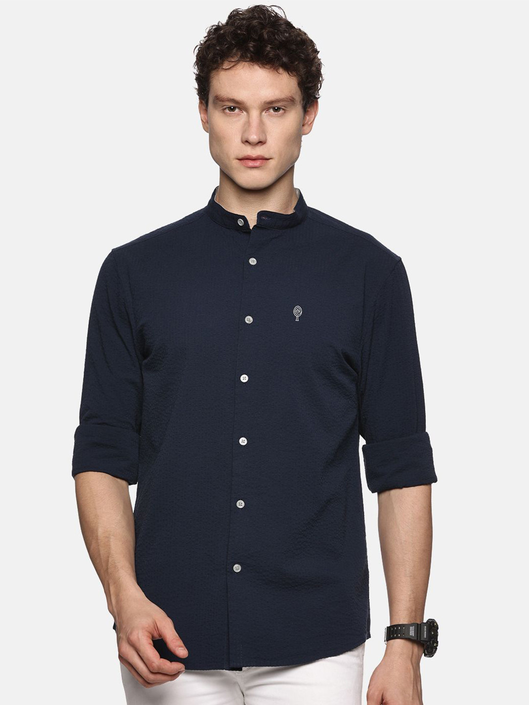 Buy Melvin Jones Men Comfort Band Collar Solid Cotton Tailored Fit ...