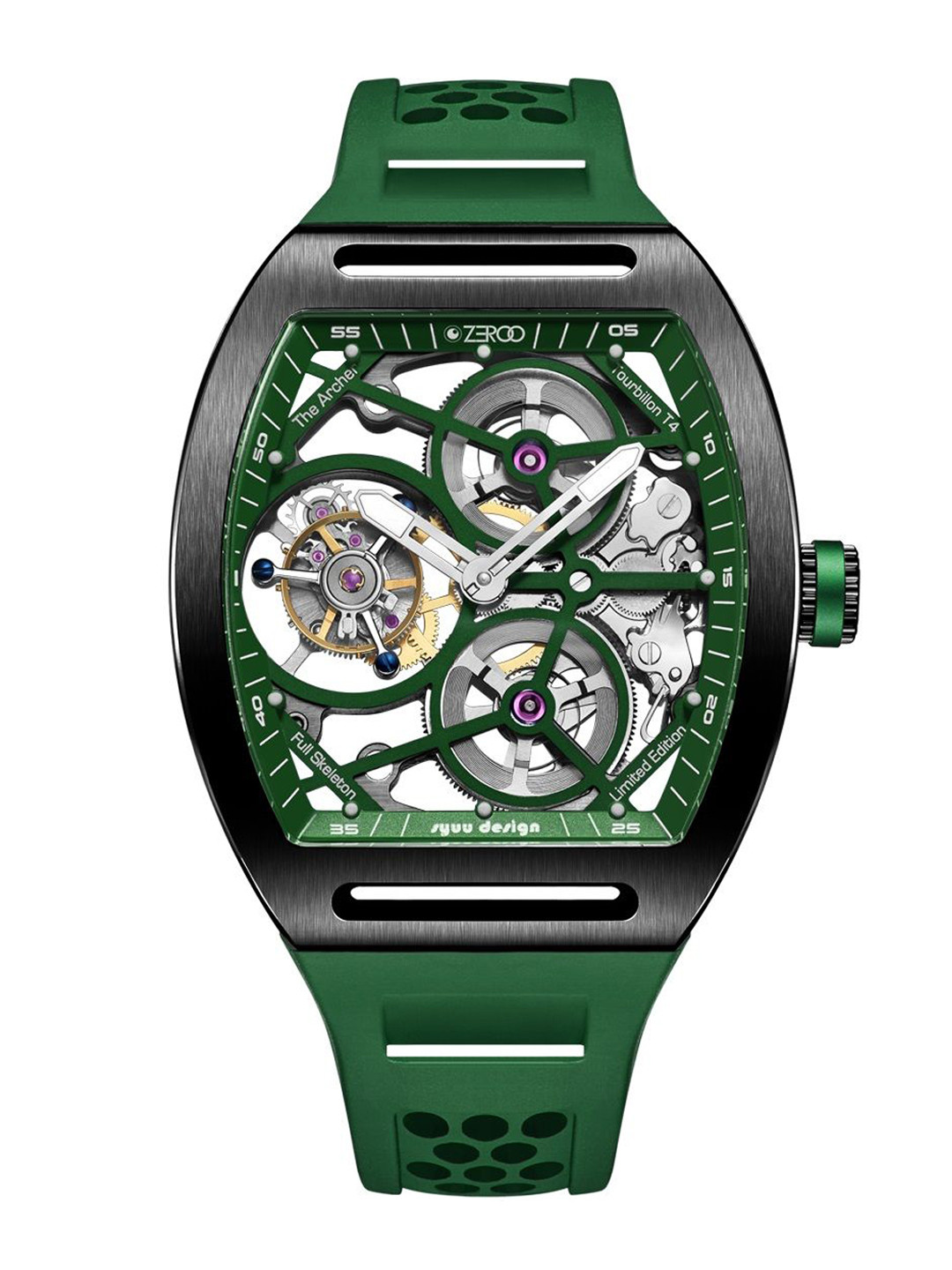 Buy ZEROO Unisex Skeleton Dial & Leather Straps Analogue Watch ZT004BGR ...