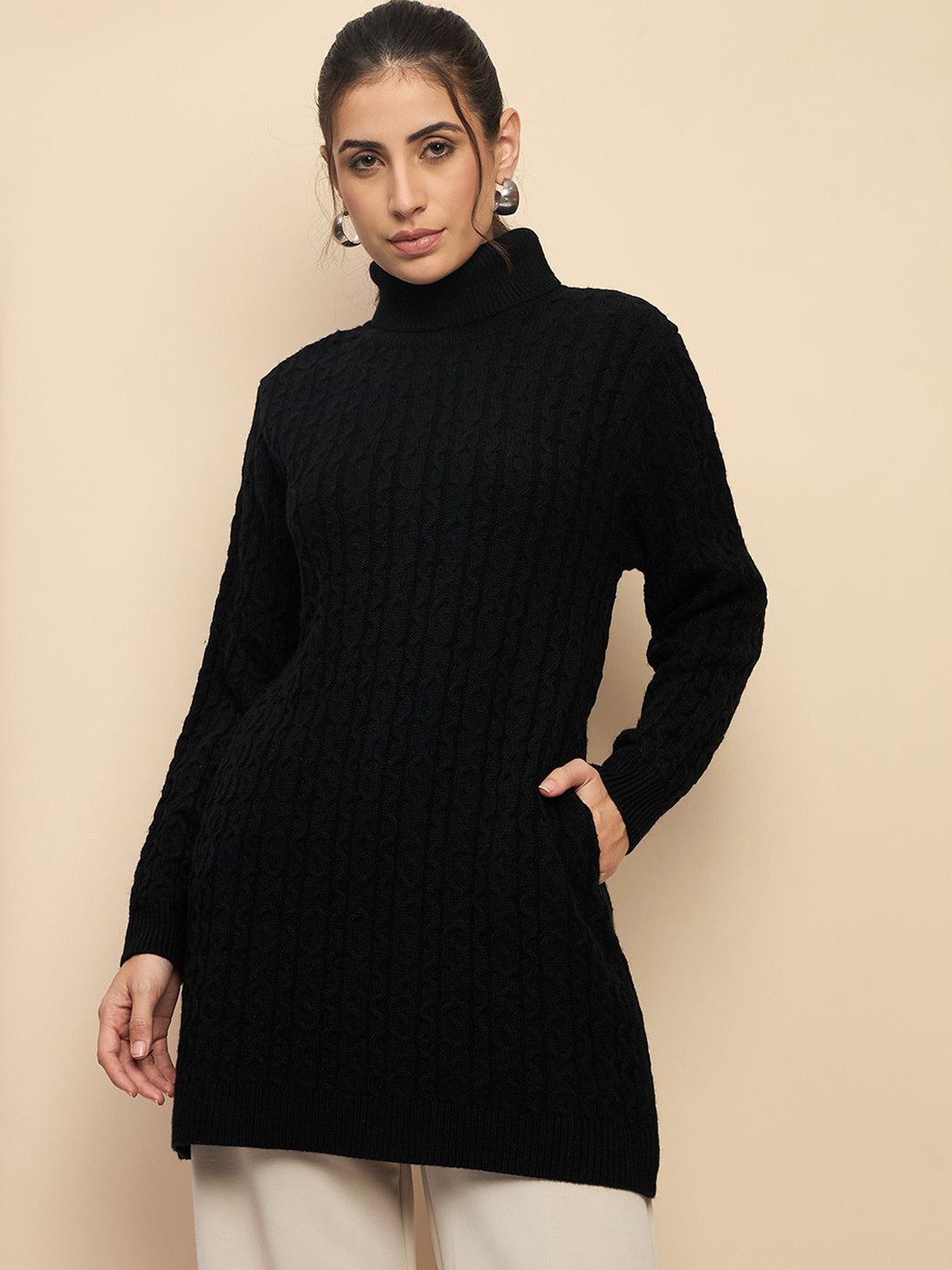 Buy CLAPTON Self Designed Wool High Neck Pull Over Sweater - Sweaters ...