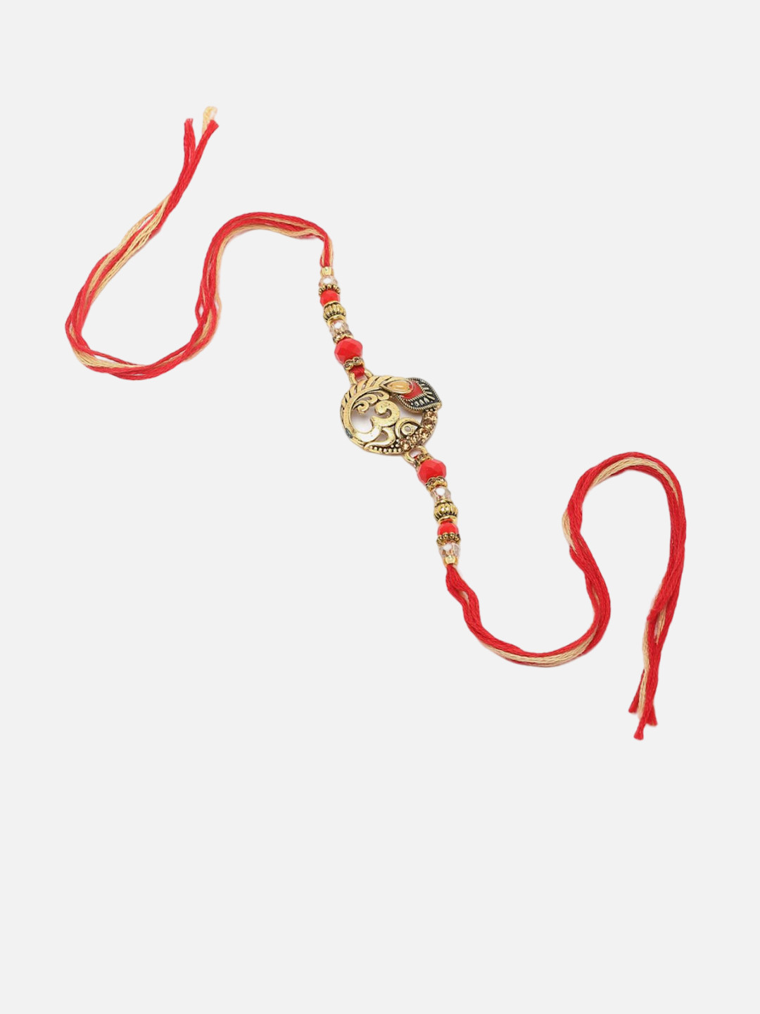 Buy Anouk Craved OM With Mor Pankh Stone Studded & Beaded Thread Rakhi ...